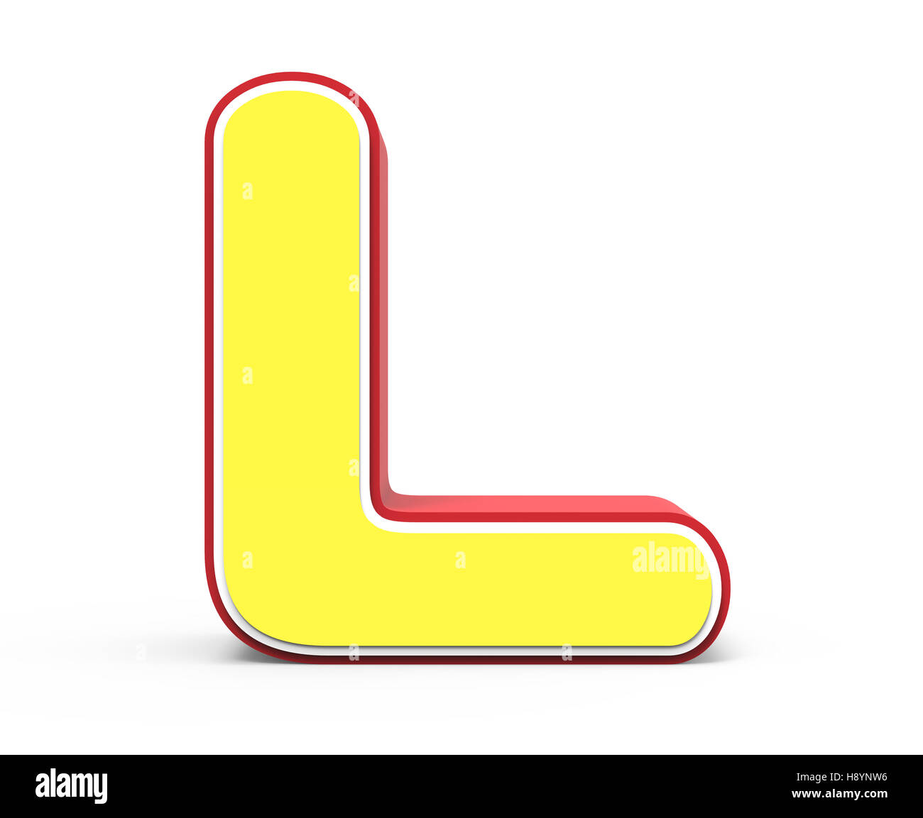 yellow letter L, 3D rendering graphic isolated on white background ...