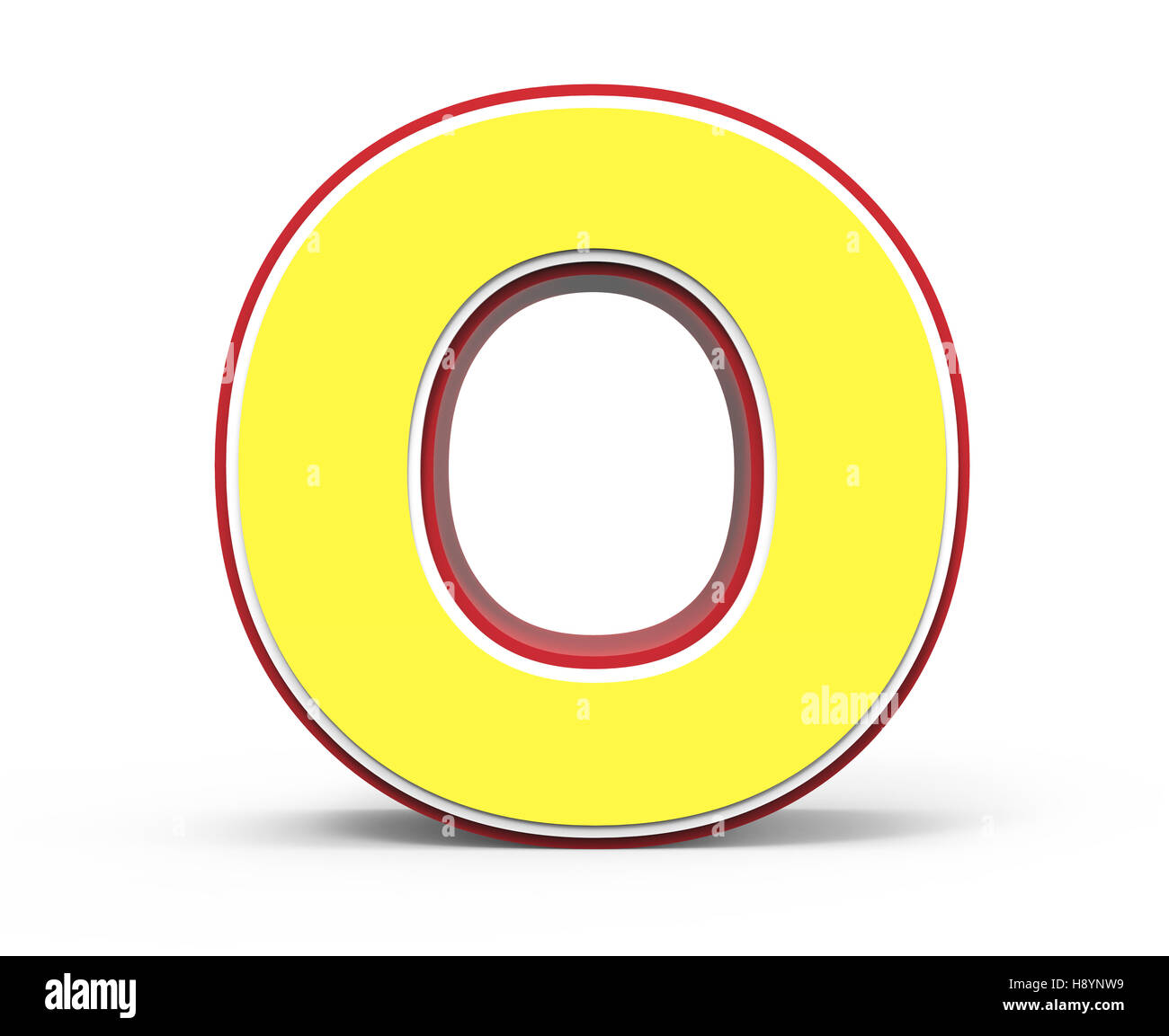 yellow letter O, 3D rendering graphic isolated on white background ...