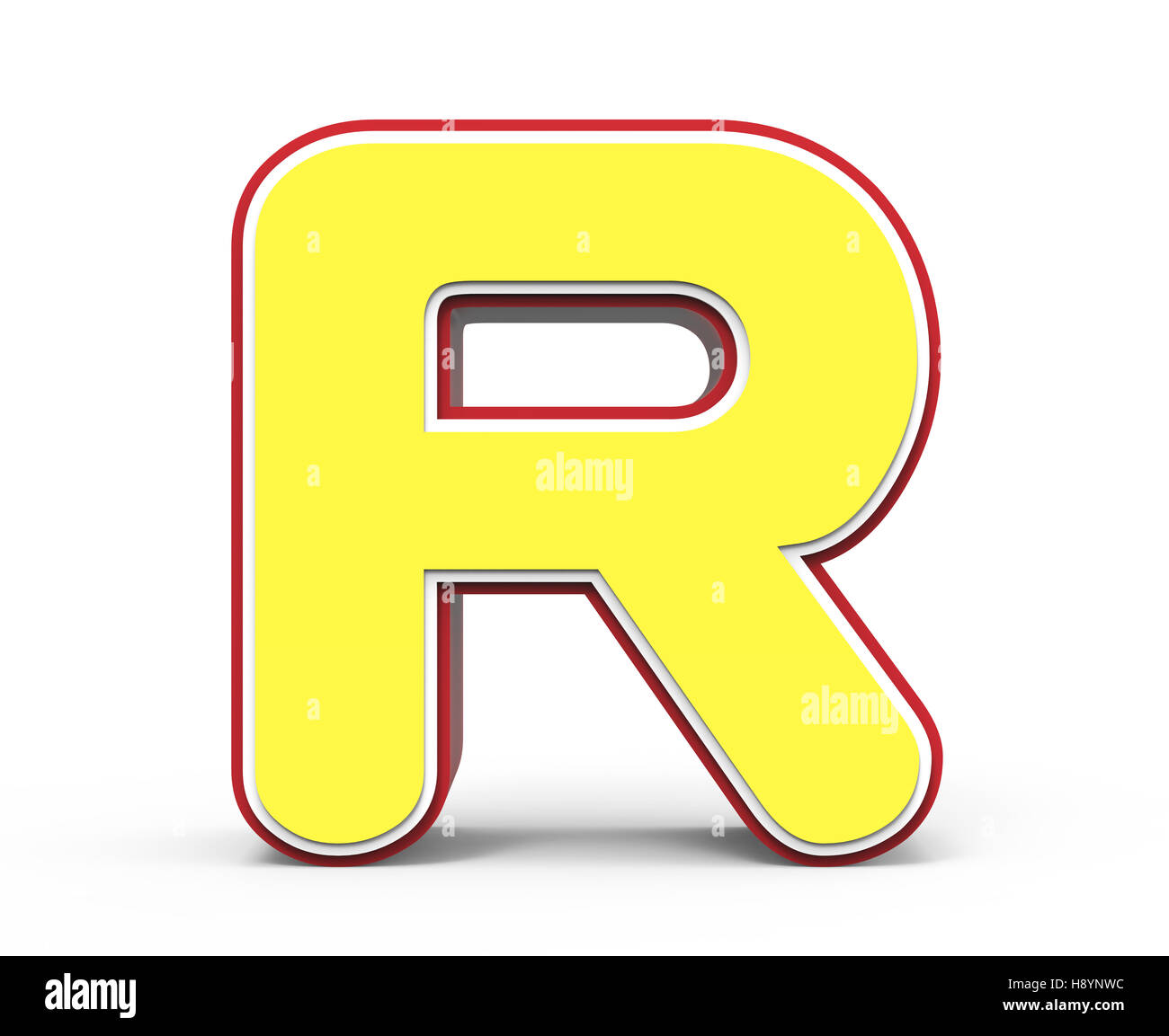 yellow letter R, 3D rendering graphic isolated on white background ...