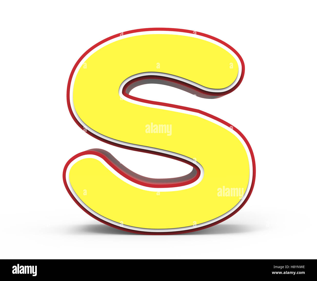 yellow letter S, 3D rendering graphic isolated on white background ...