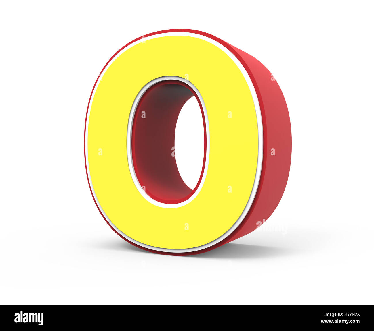 right tilt red framed yellow number 0, 3D rendering graphic isolated on ...