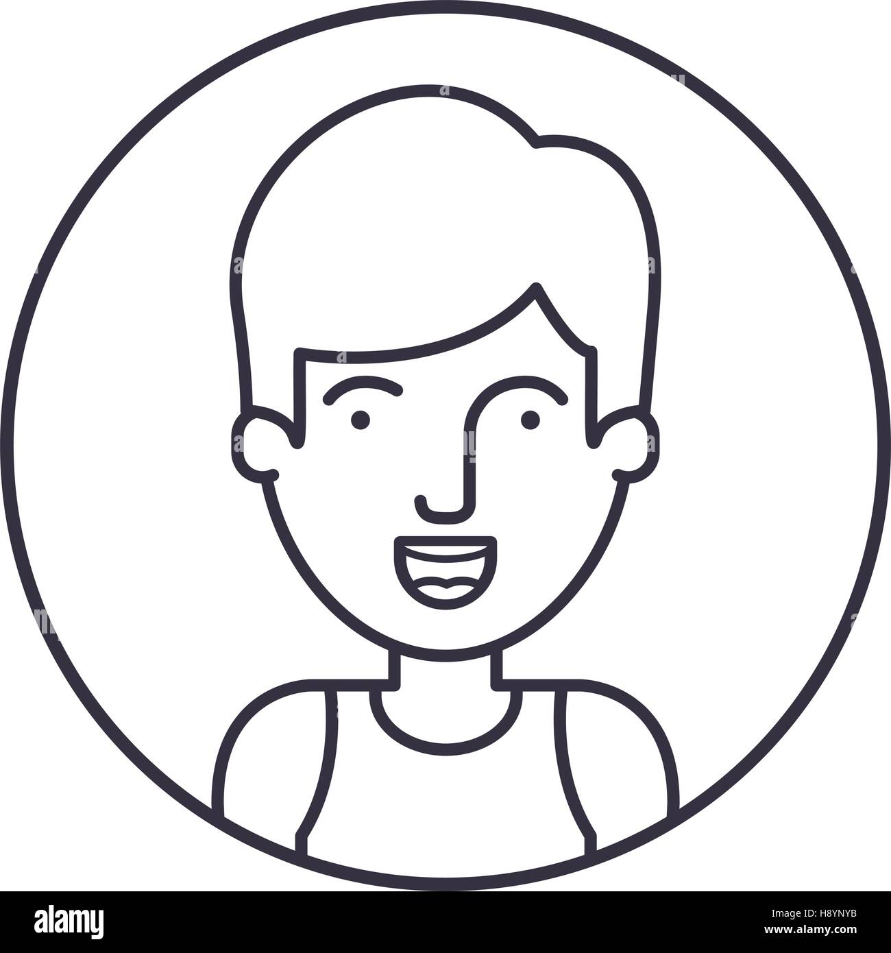 Man cartoon inside circle icon. Male avatar person human and people ...