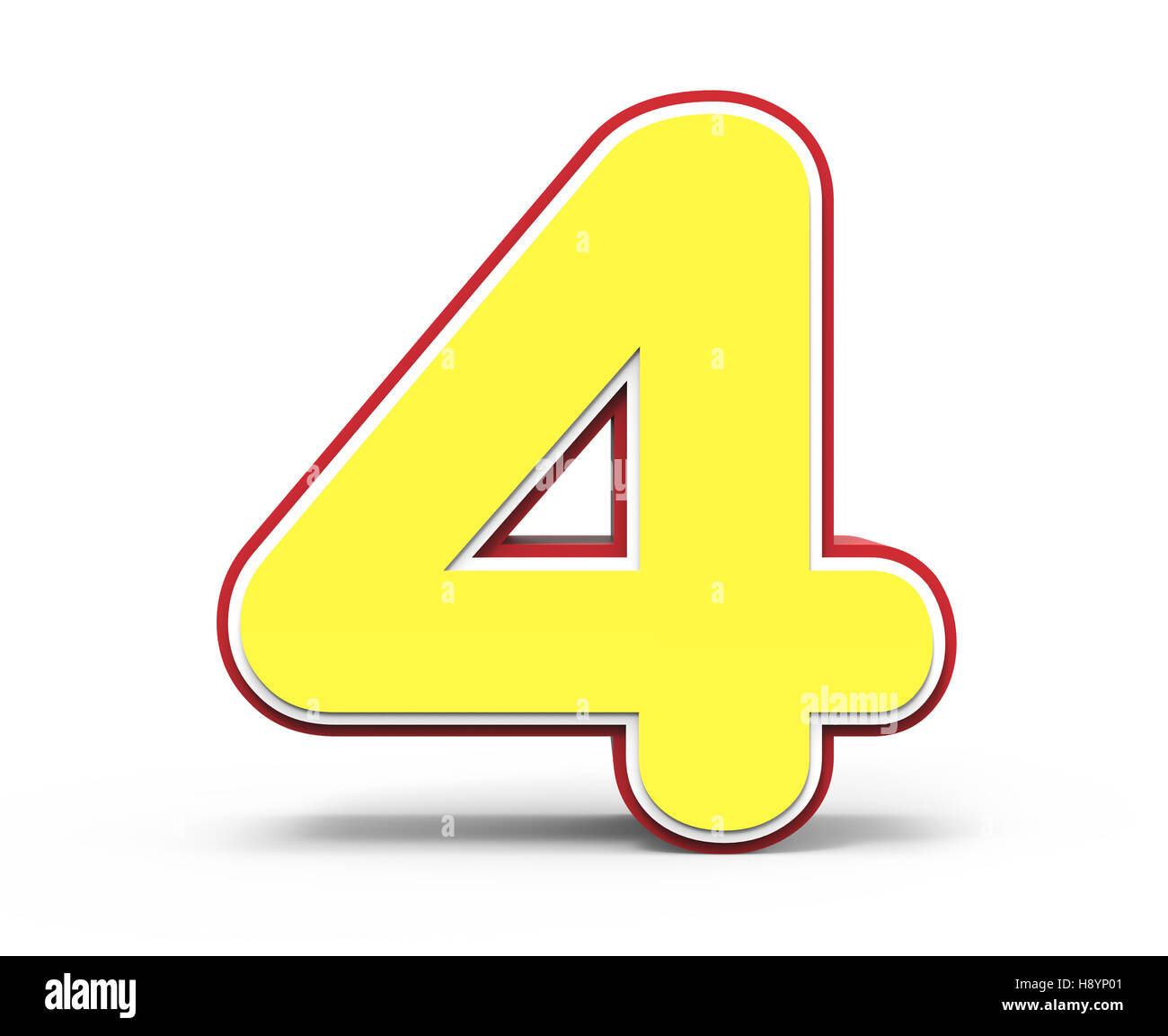 yellow number 4, 3D rendering graphic isolated on white background ...