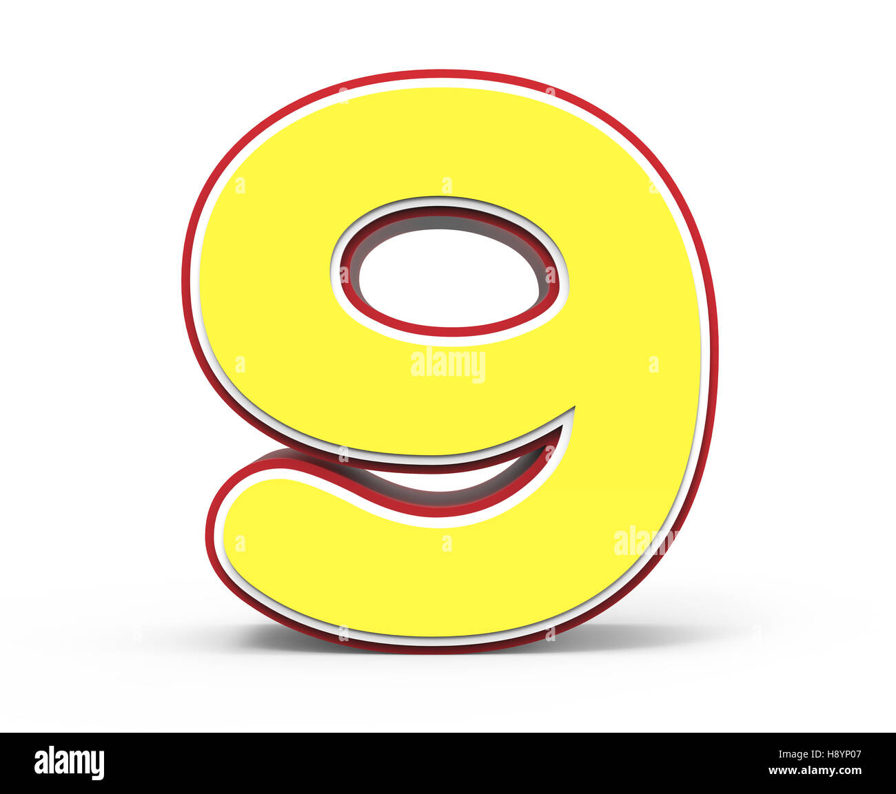 yellow number 9, 3D rendering graphic isolated on white background ...