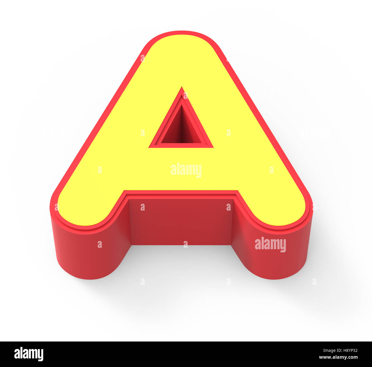 red framed yellow letter A, 3D rendering graphic isolated on white ...