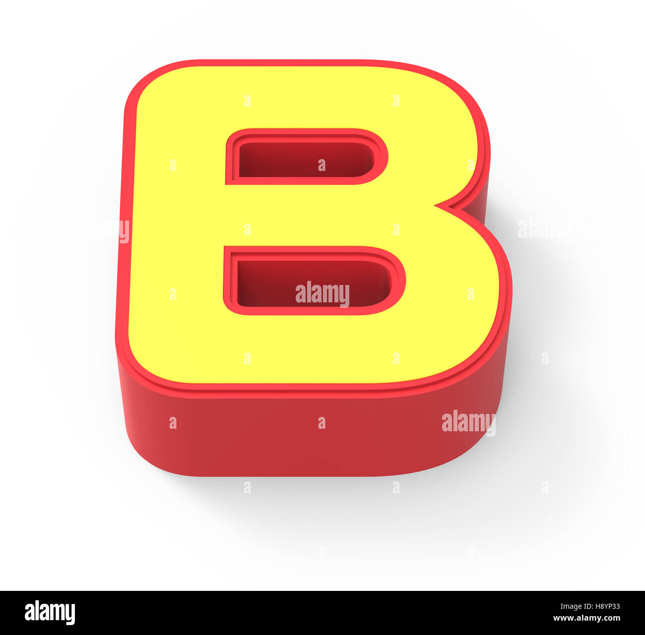 red framed yellow letter B, 3D rendering graphic isolated on white ...