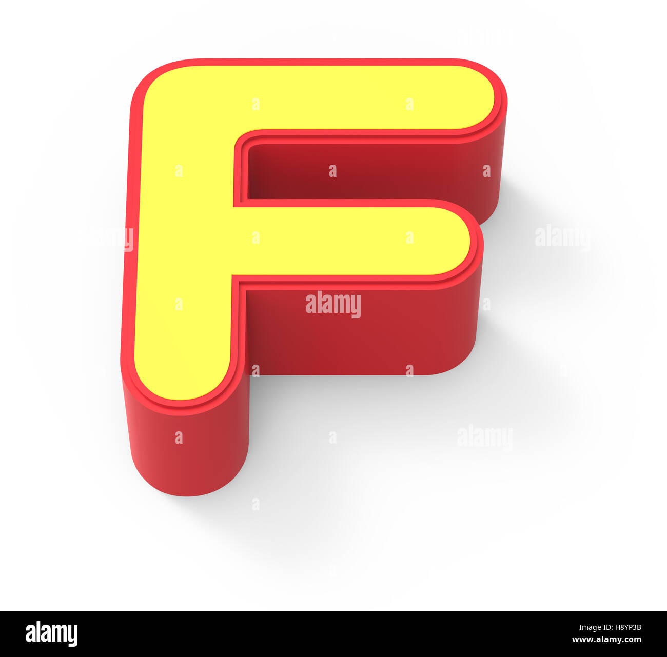 red framed yellow letter F, 3D rendering graphic isolated on white ...