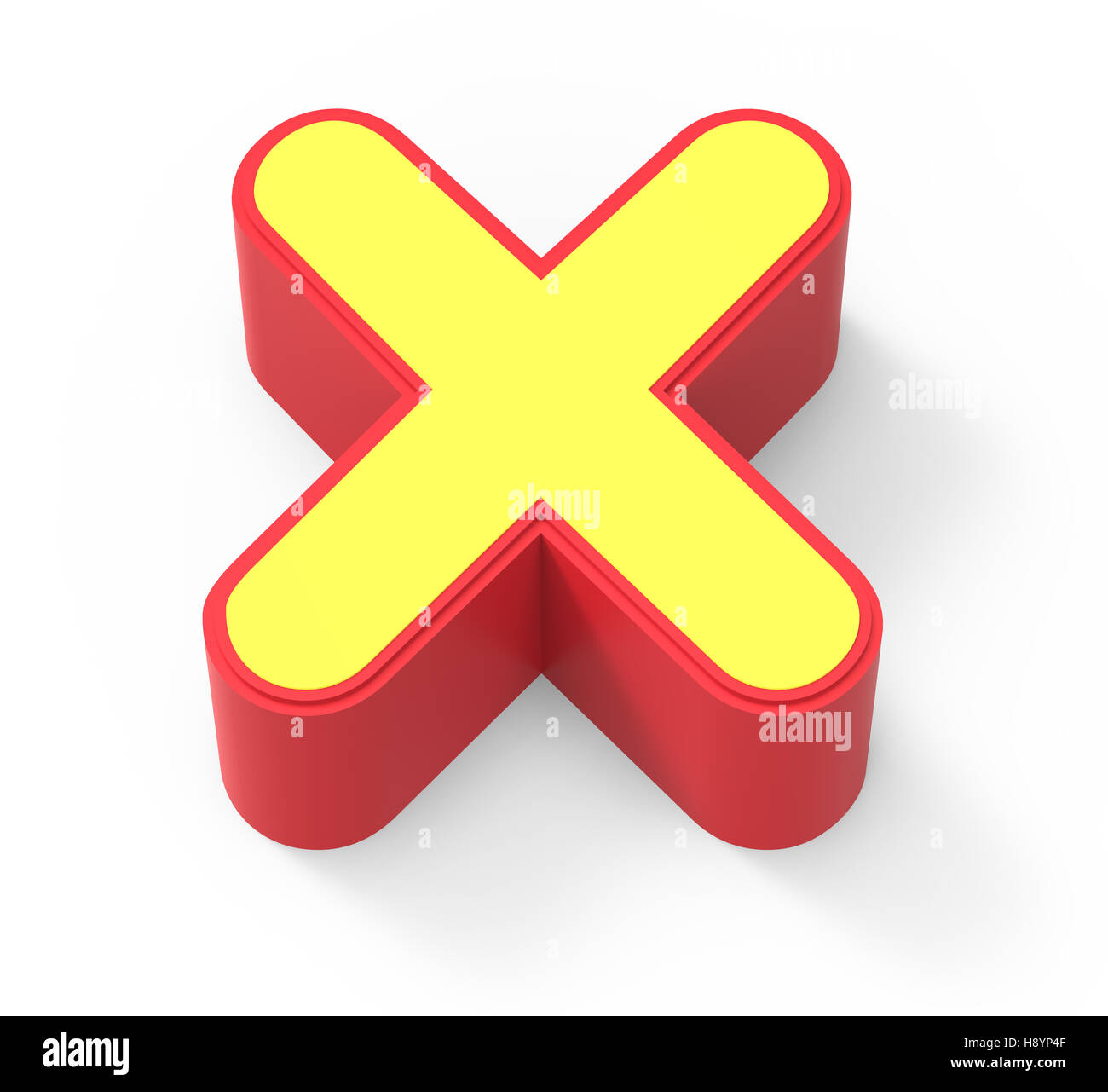 red framed yellow letter X, 3D rendering graphic isolated on white ...