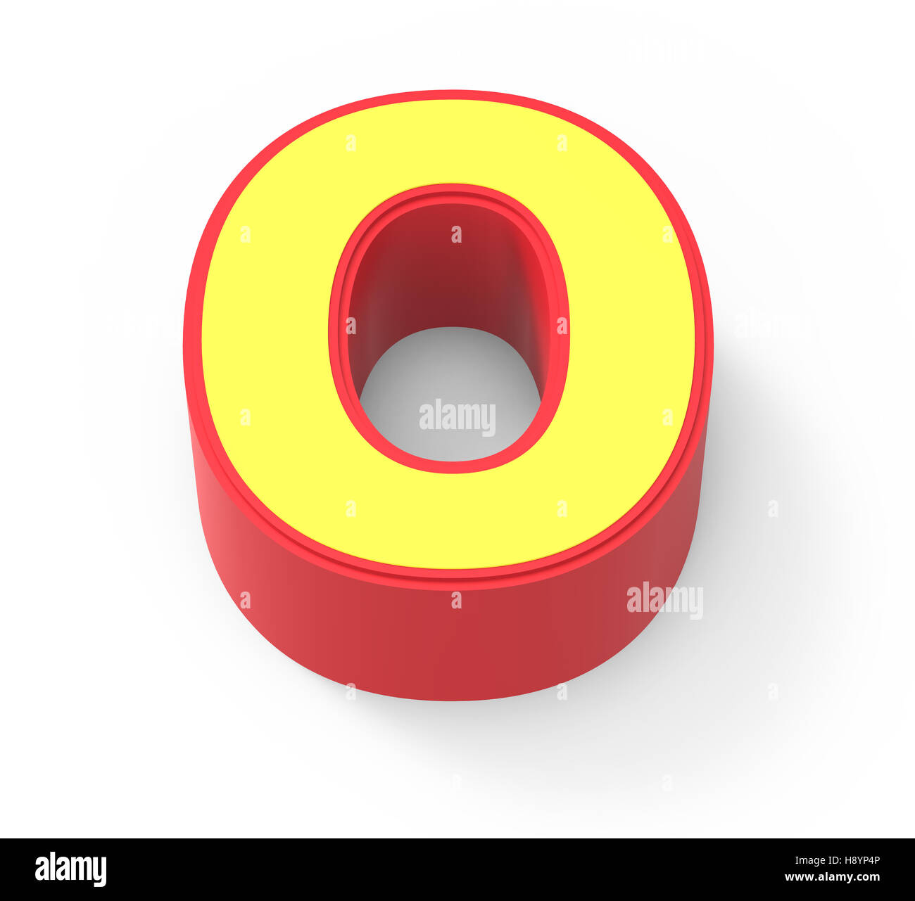 red framed yellow number 0, 3D rendering graphic isolated on white ...