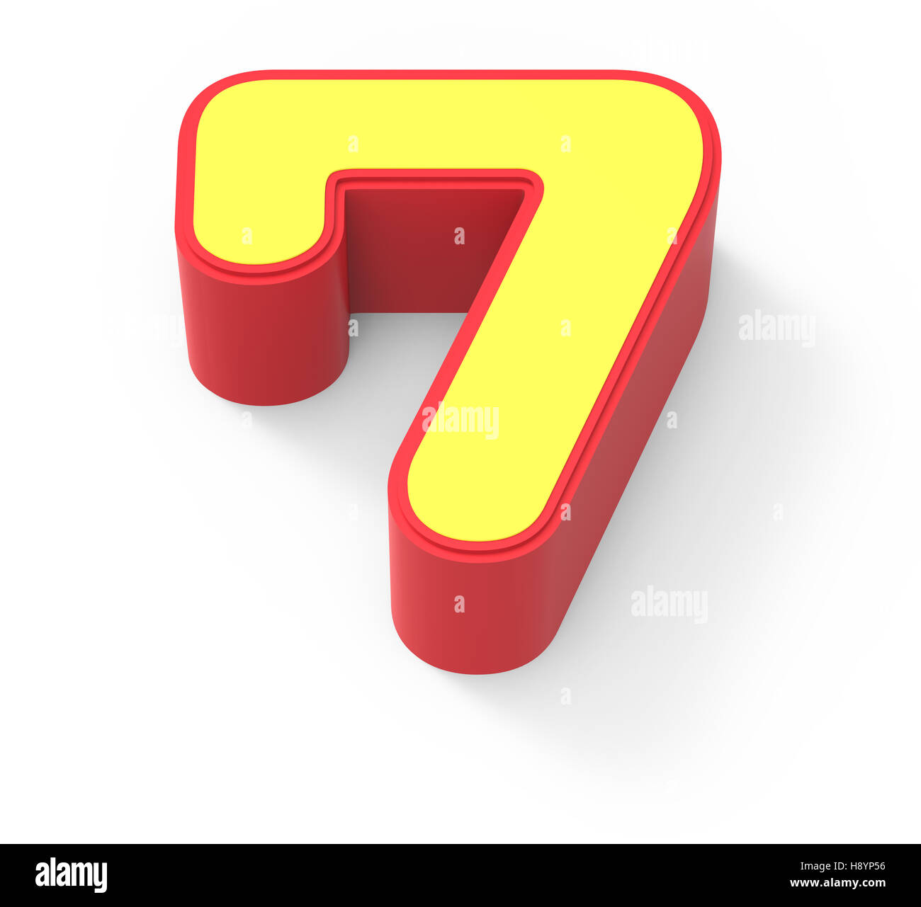 red framed yellow number 7, 3D rendering graphic isolated on white ...