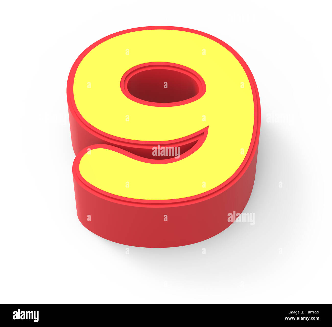 red framed yellow number 9, 3D rendering graphic isolated on white ...