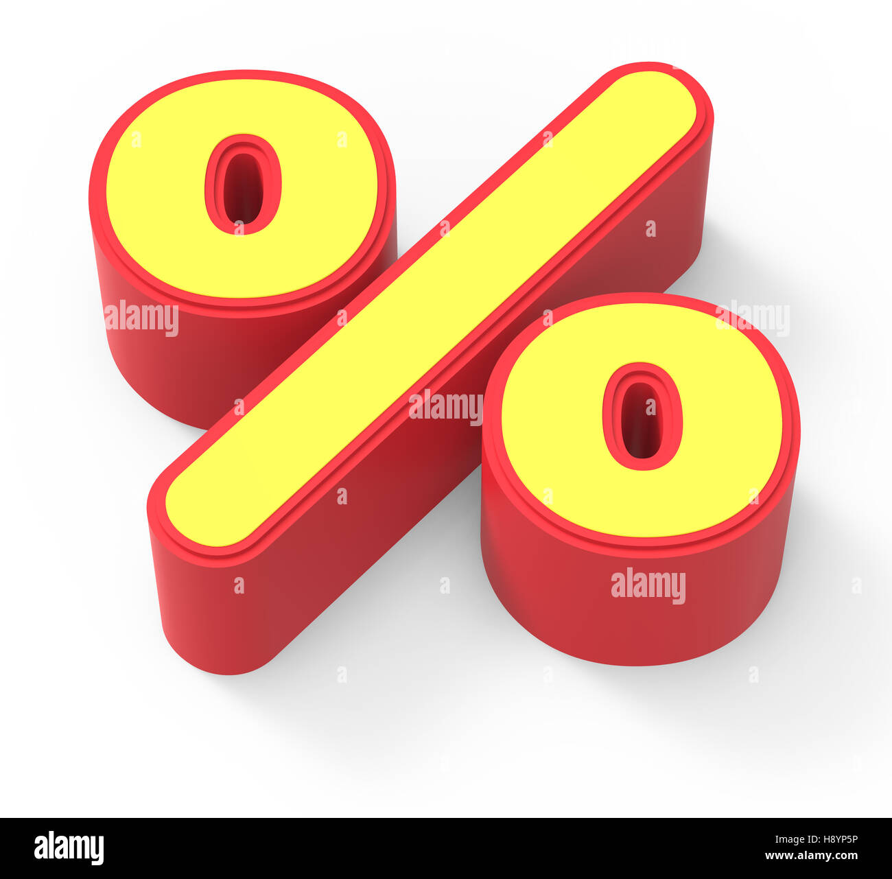 red framed yellow percent mark, 3D rendering graphic isolated on white ...