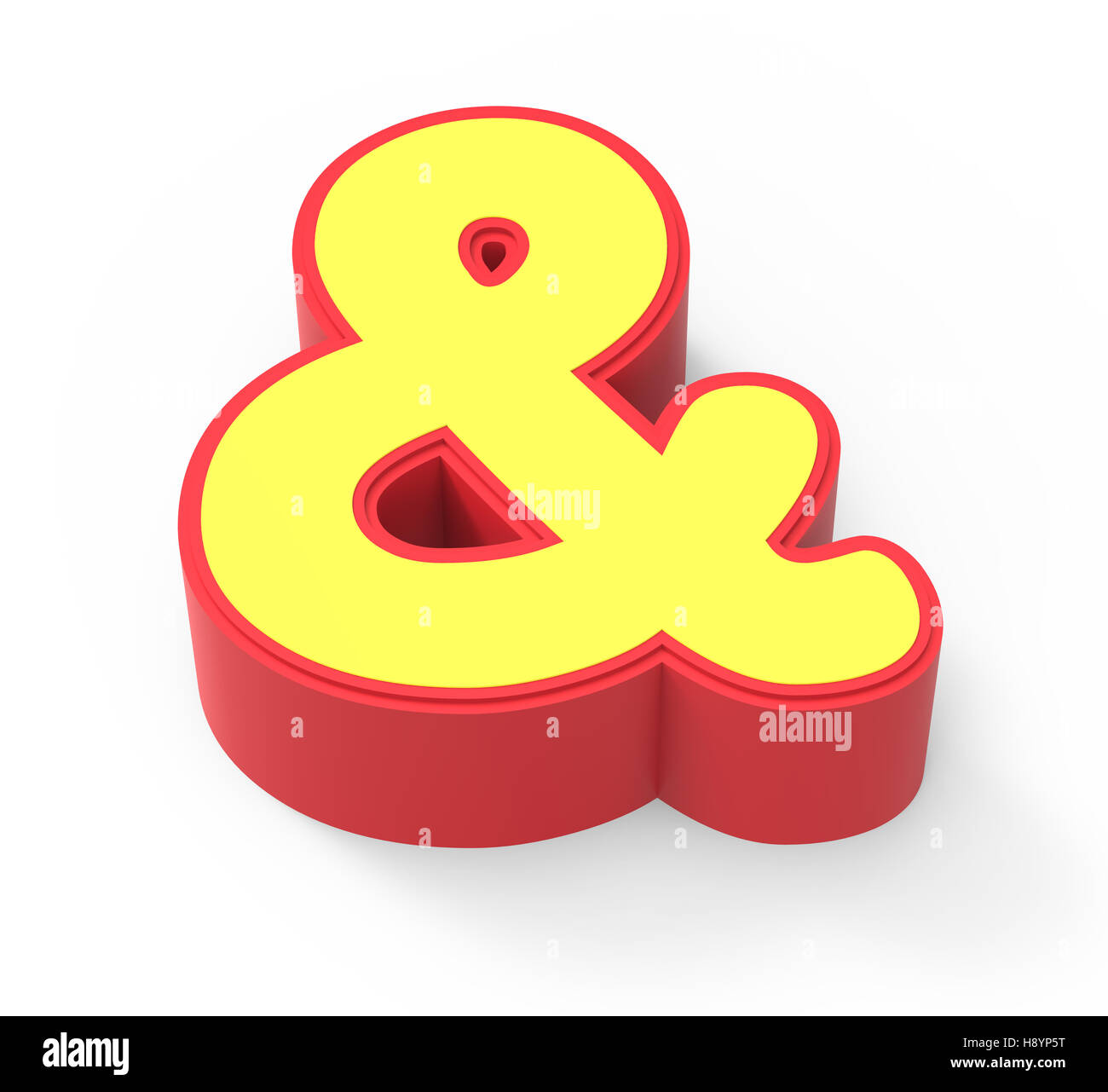red framed yellow ampersand mark, 3D rendering graphic isolated on ...