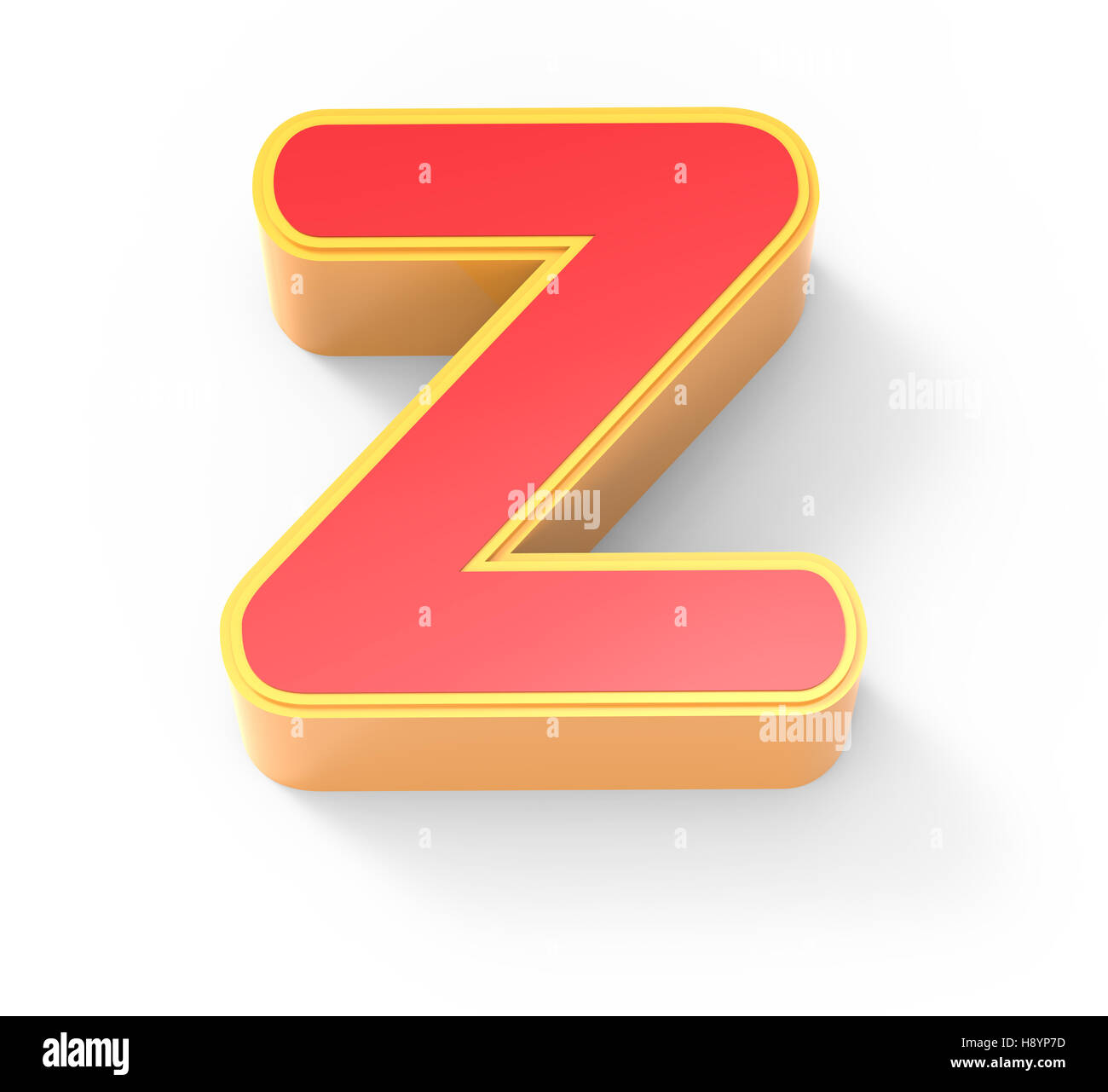 yellow framed red letter Z, 3D rendering graphic isolated on white ...