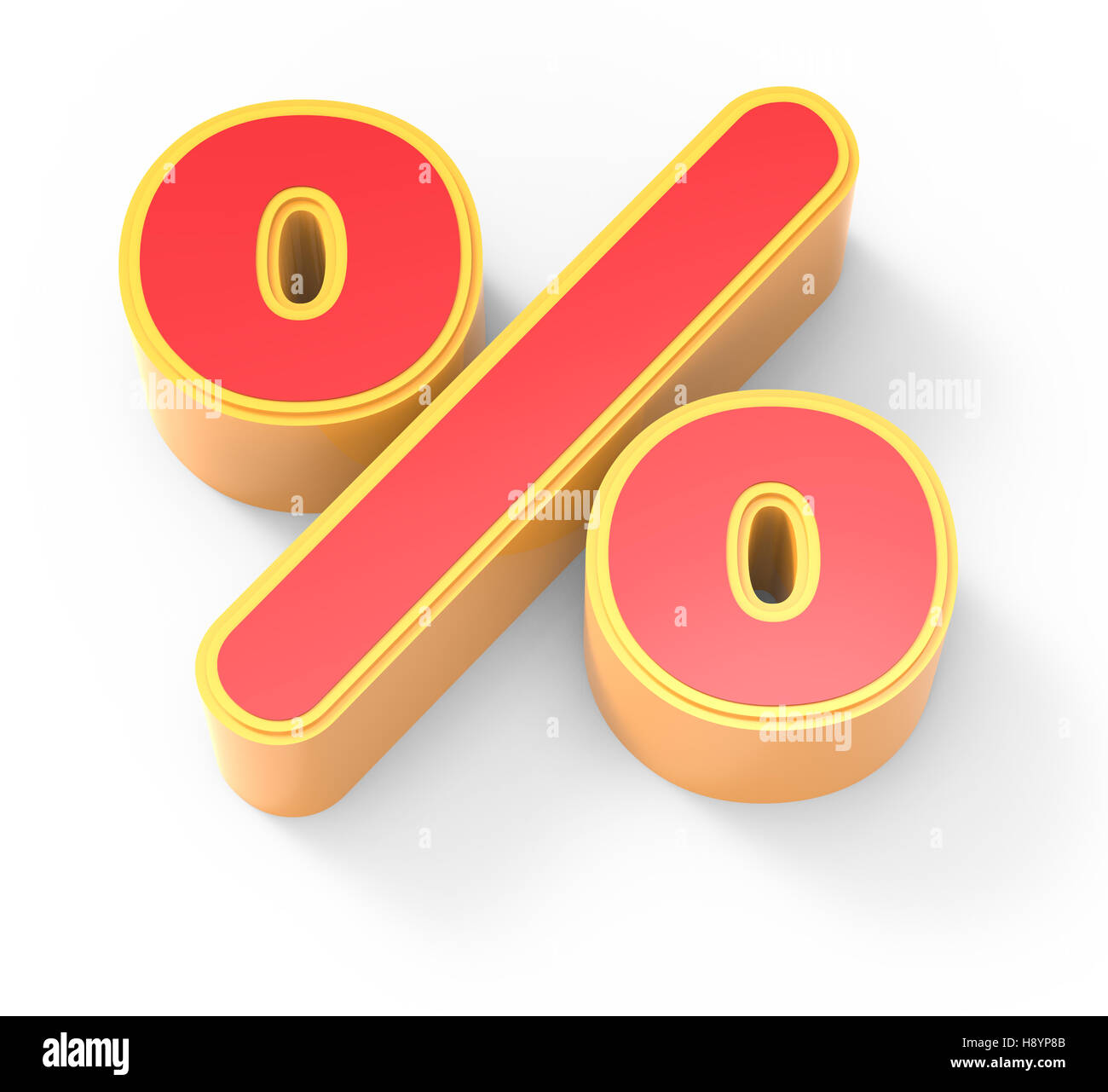 yellow framed red percent mark, 3D rendering graphic isolated on white ...