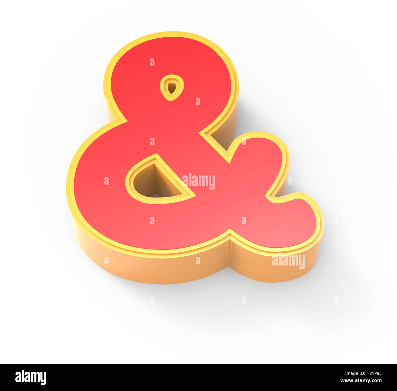yellow framed red ampersand mark, 3D rendering graphic isolated on ...