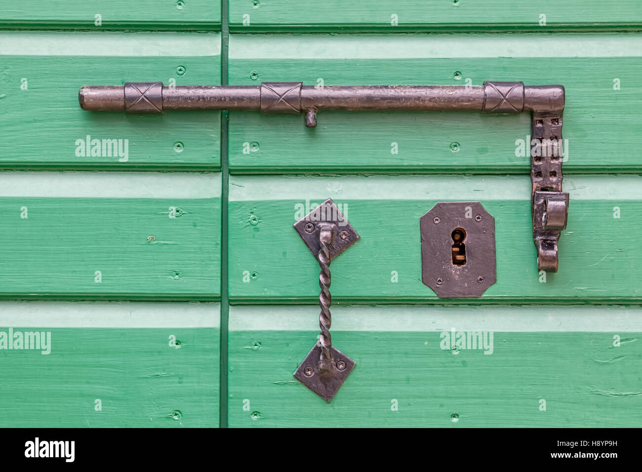 Old wooden door lock Stock Photo - Alamy