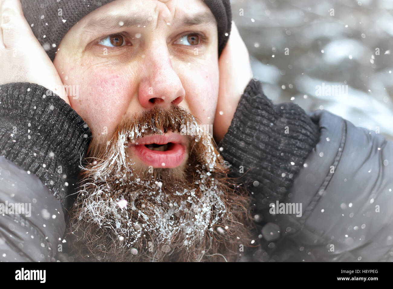 bearded man ice snow winter Stock Photo - Alamy