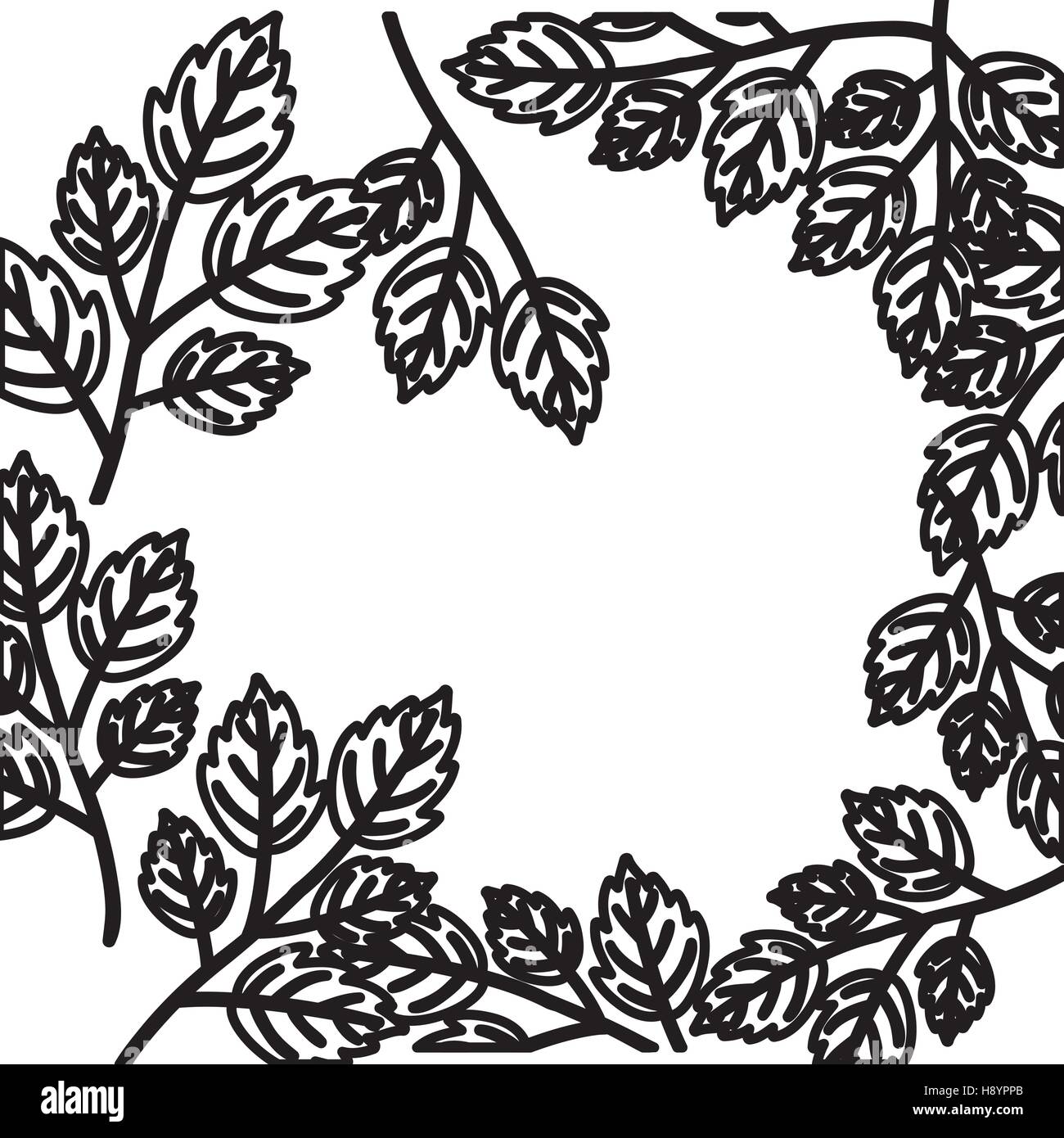 Leaves frame icon. Decoration rustic garden floral nature plant and ...