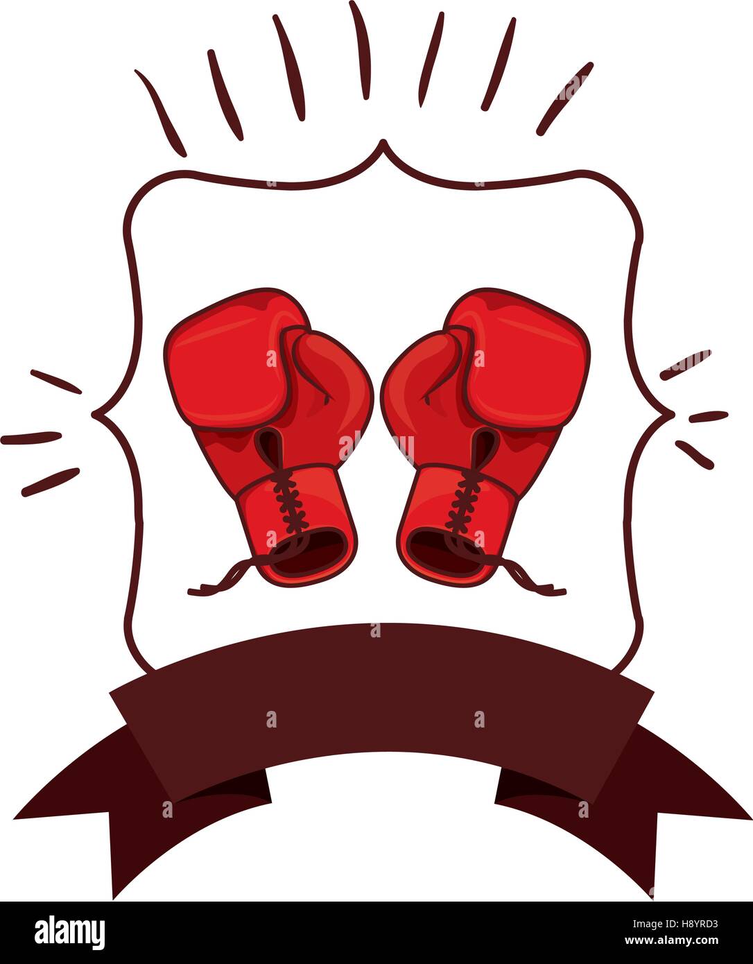 Glove inside frame icon. Boxing sport competition fight and training ...