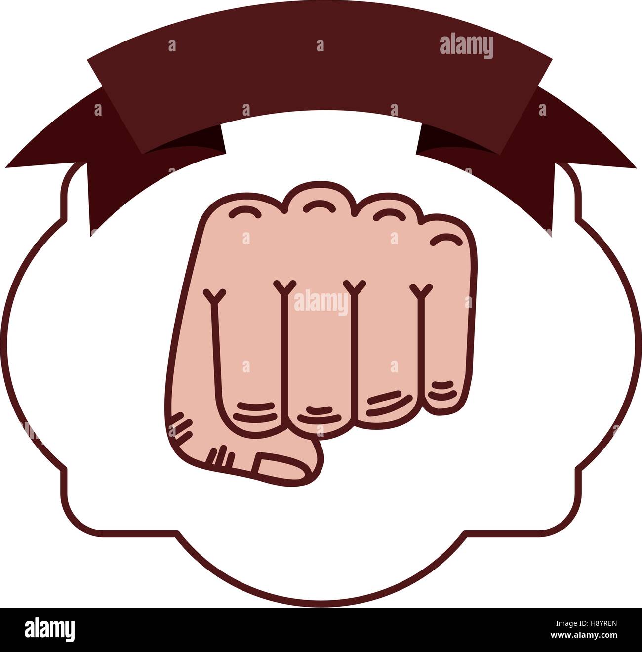 Fist inside frame icon. Boxing sport competition fight and training ...