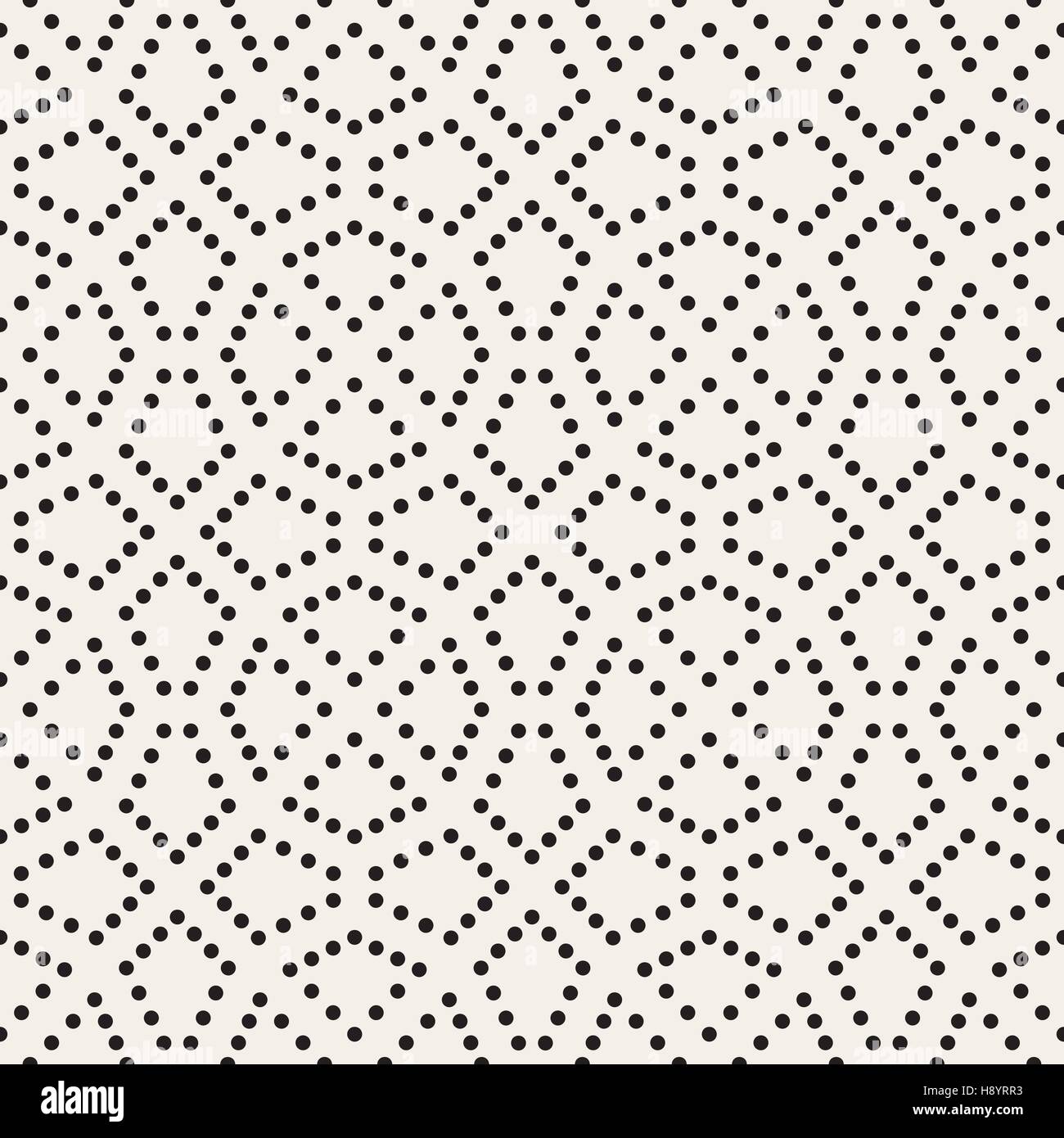 Vector Seamless Black And White Dotted Lattice Pattern Abstract Geometric Background Design