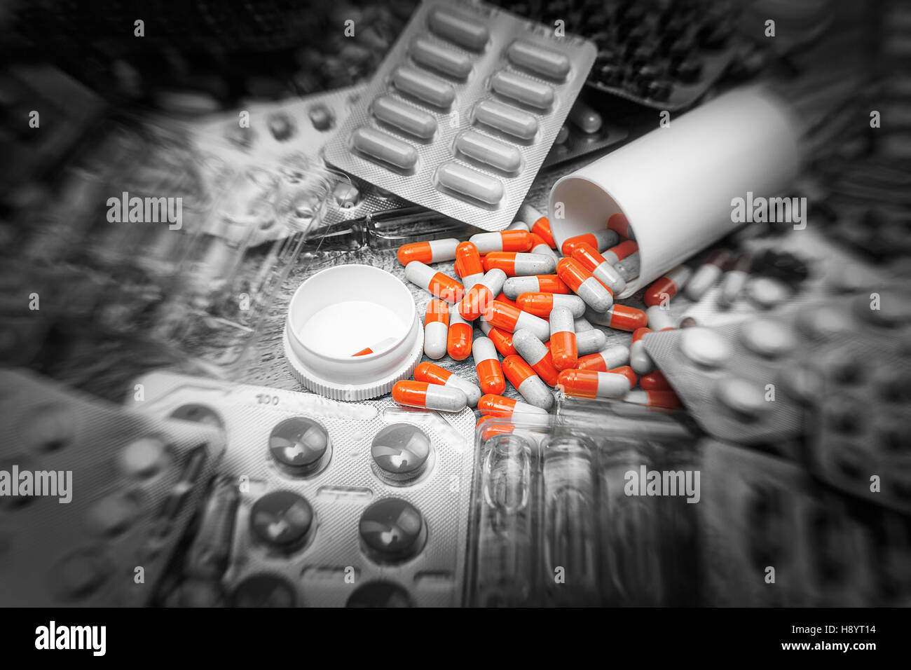 Pharmacy theme, Pharmaceutical medicament for health Drug ampules ...