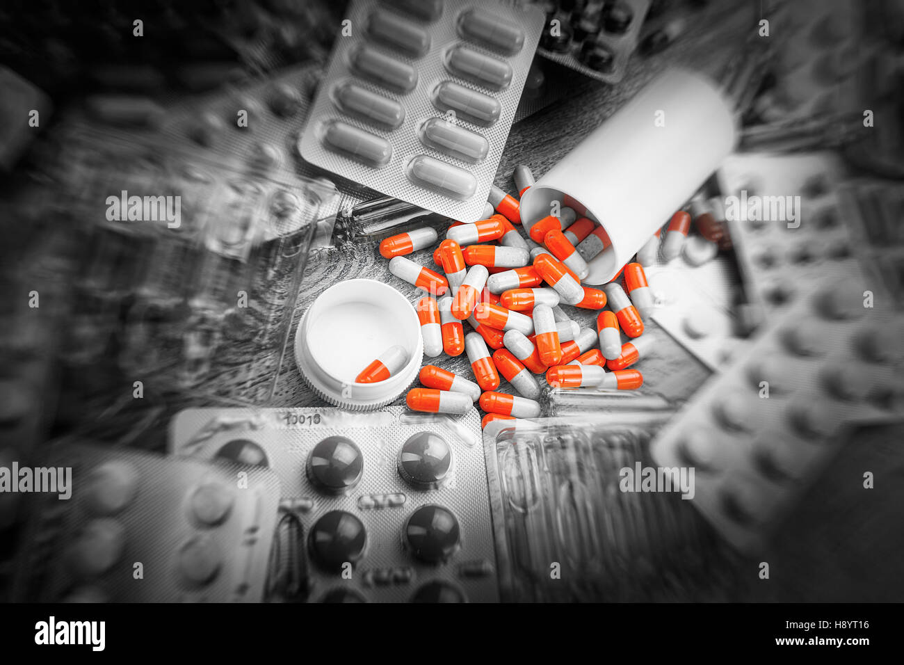 Pharmacy theme, Pharmaceutical medicament for health Drug ampules ...