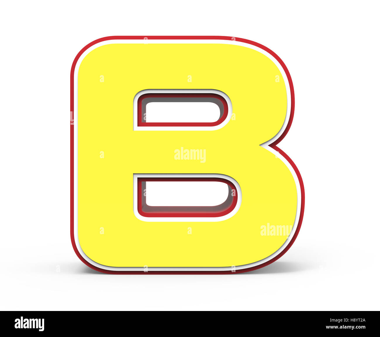 yellow letter B, 3D rendering graphic isolated on white background ...