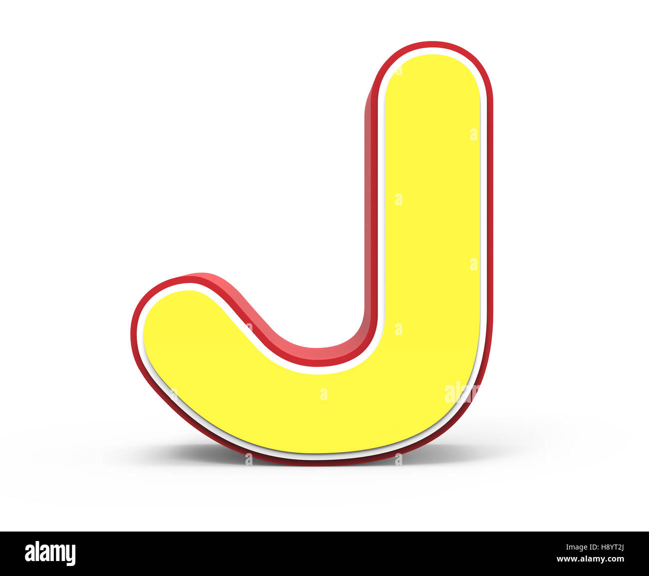 yellow letter J, 3D rendering graphic isolated on white background ...
