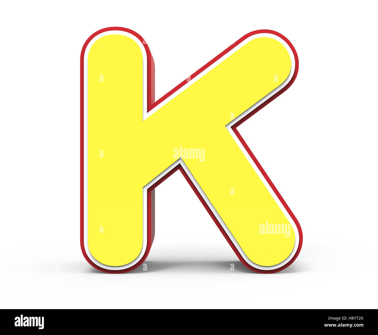 yellow letter K, 3D rendering graphic isolated on white background ...