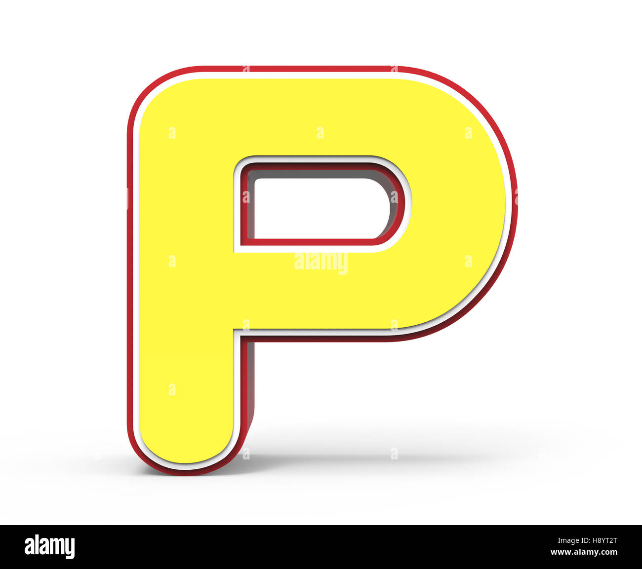 yellow letter P, 3D rendering graphic isolated on white background ...