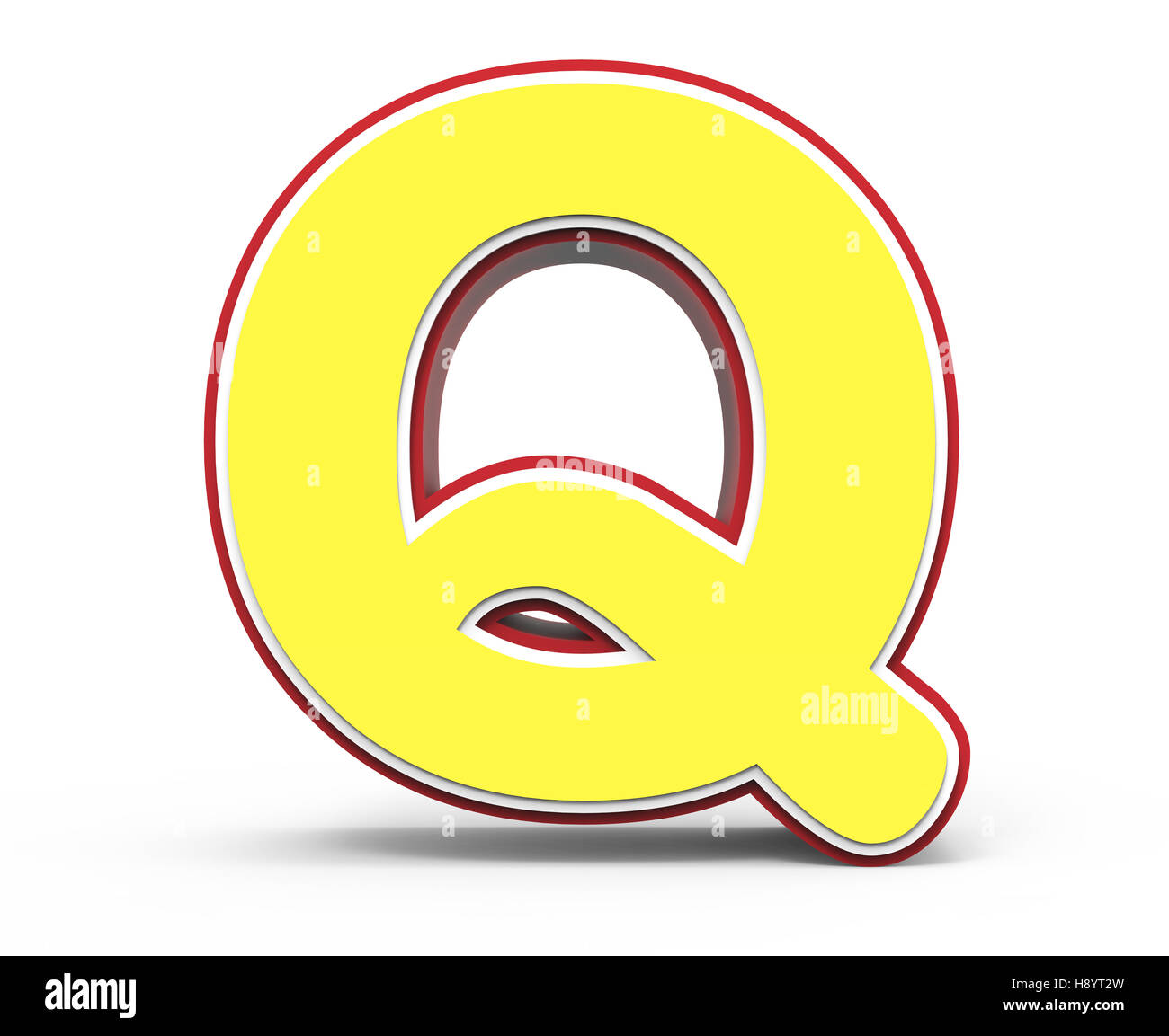 yellow letter Q, 3D rendering graphic isolated on white background ...