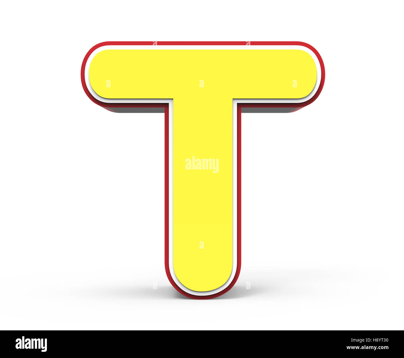 yellow letter T, 3D rendering graphic isolated on white background ...