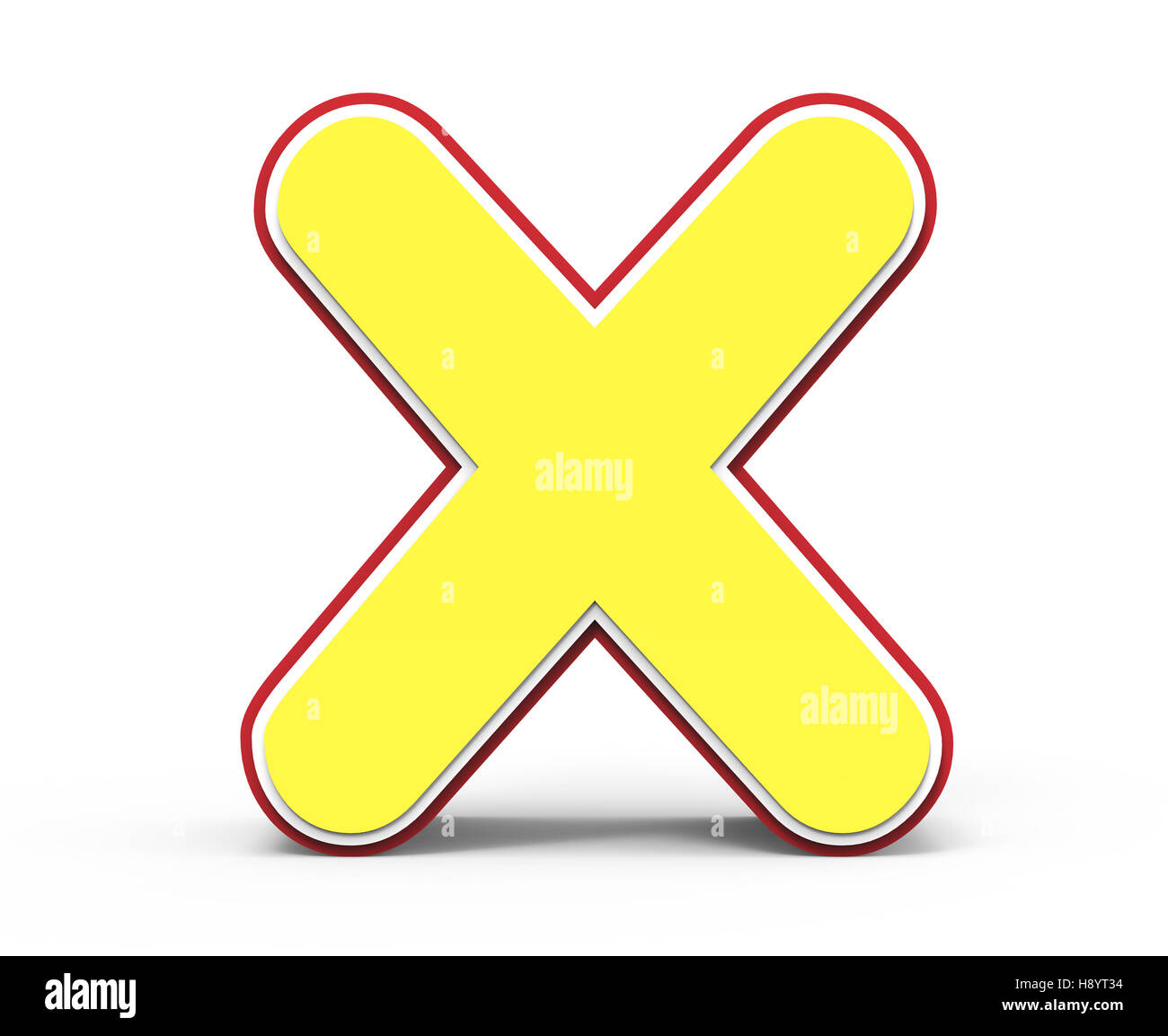 yellow letter X, 3D rendering graphic isolated on white background ...