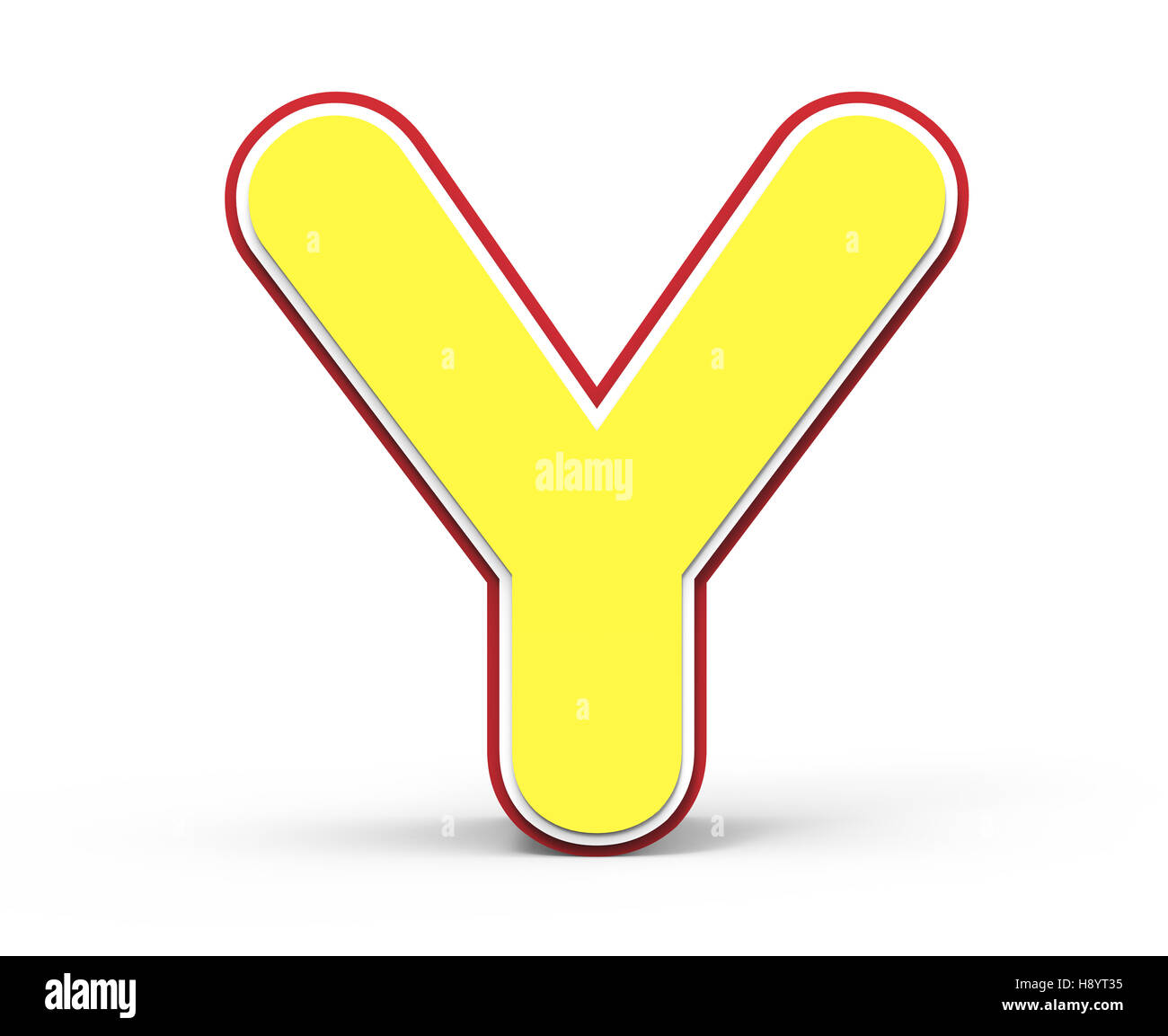 yellow letter Y, 3D rendering graphic isolated on white background ...