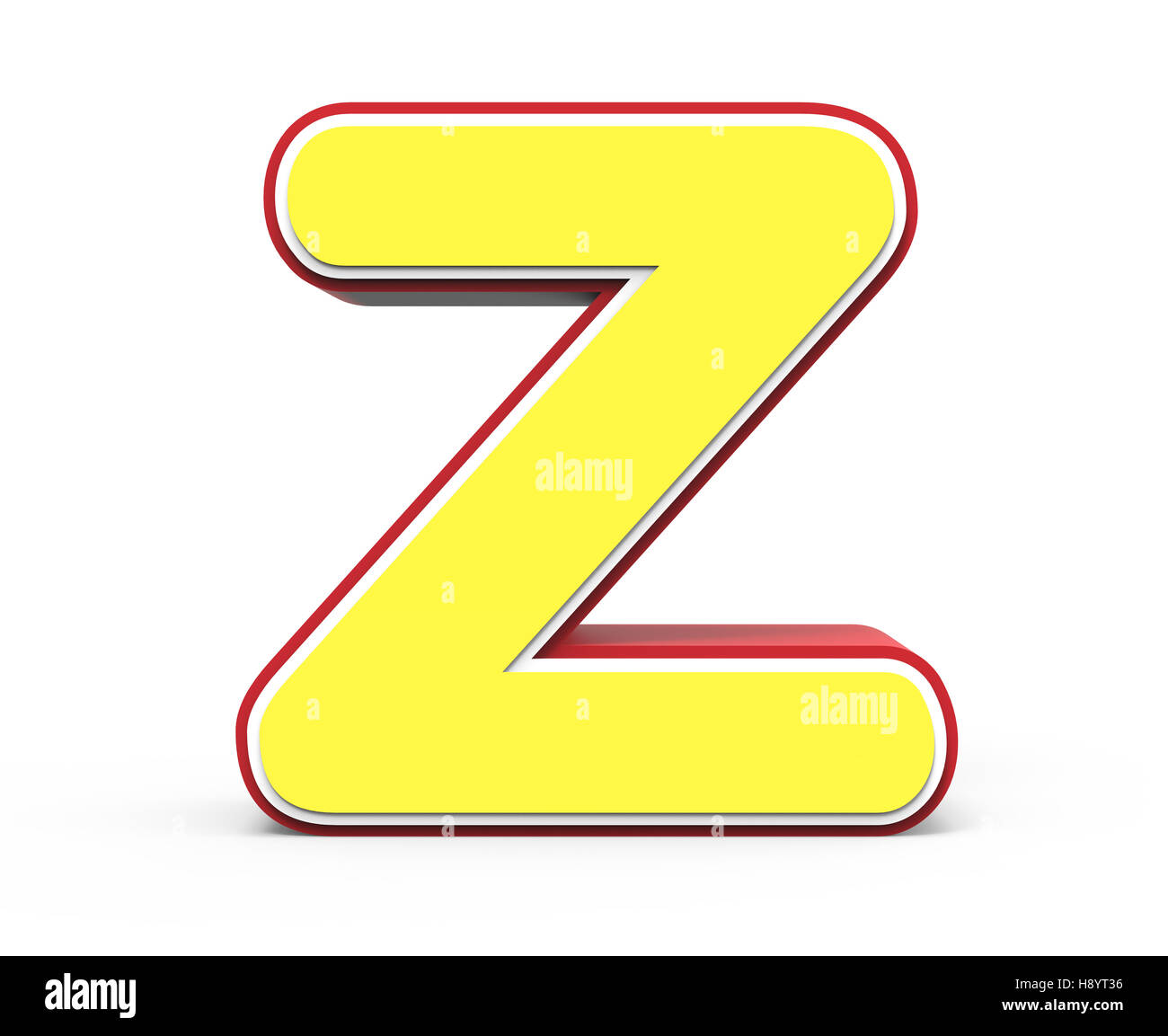 yellow letter Z, 3D rendering graphic isolated on white background ...