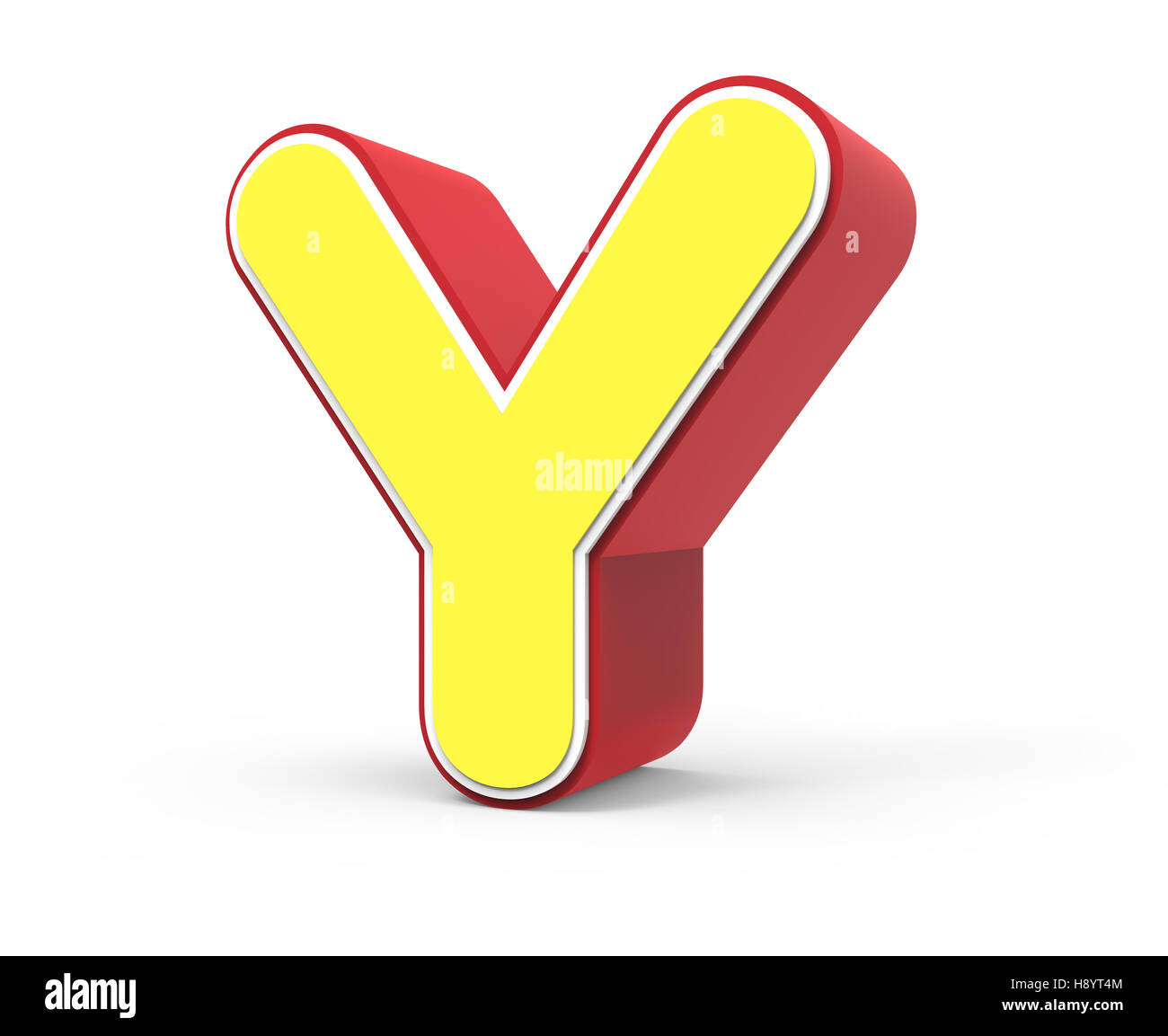 right tilt red framed yellow letter Y, 3D rendering graphic isolated on ...