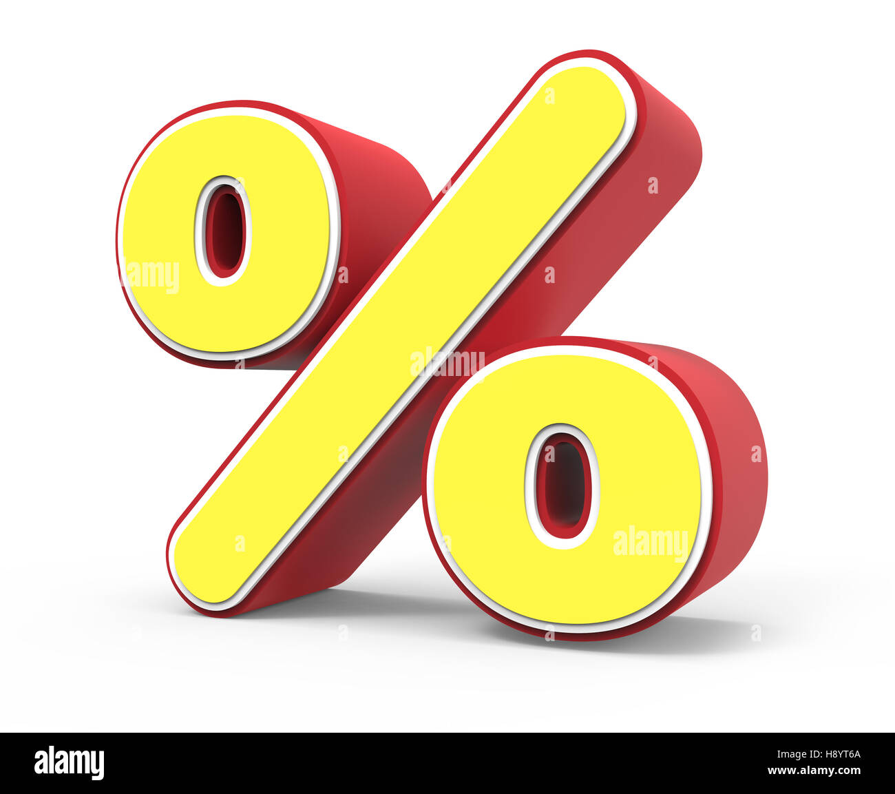 right tilt red framed yellow percent mark, 3D rendering graphic ...