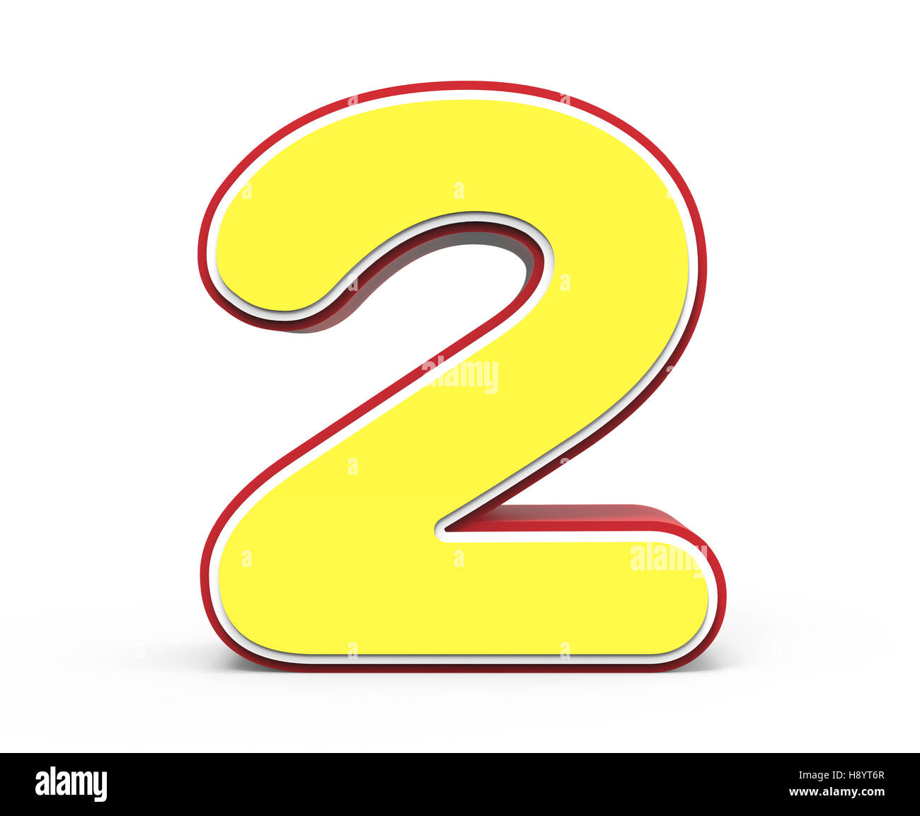 yellow number 2, 3D rendering graphic isolated on white background ...