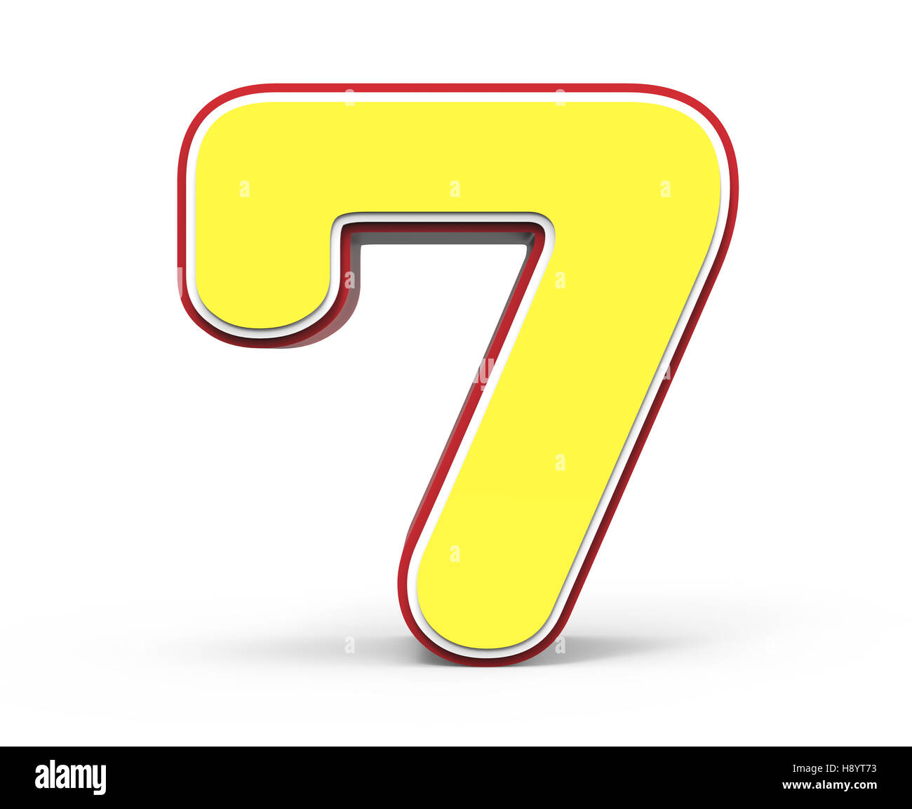 yellow number 7, 3D rendering graphic isolated on white background ...
