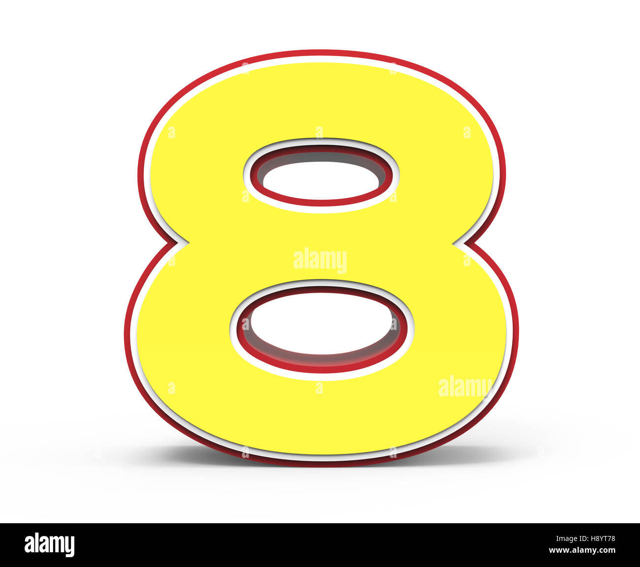 yellow number 8, 3D rendering graphic isolated on white background ...