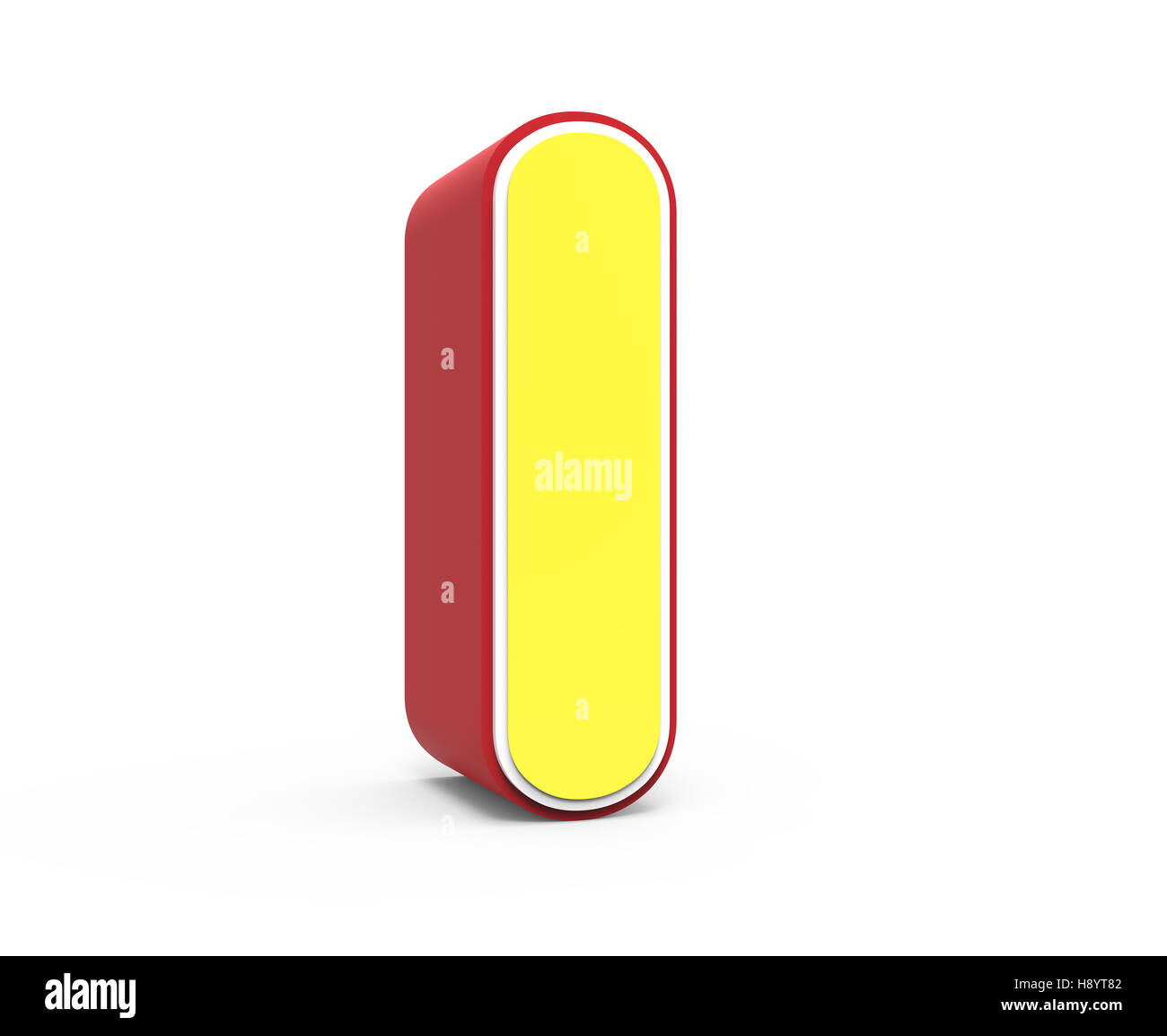 left tilt red framed yellow letter I, 3D rendering graphic isolated on ...