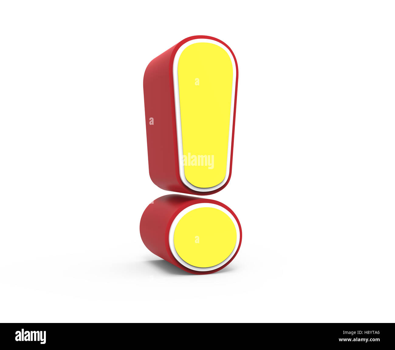 left tilt red framed yellow exclamation mark, 3D rendering graphic ...