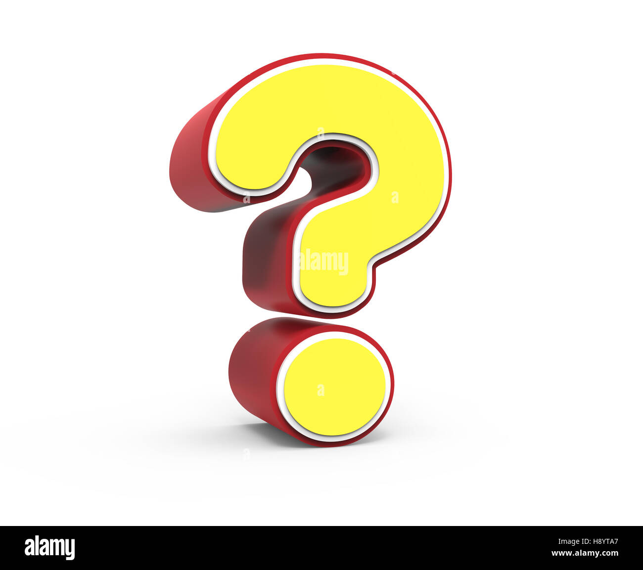 left tilt red framed yellow question mark, 3D rendering graphic ...
