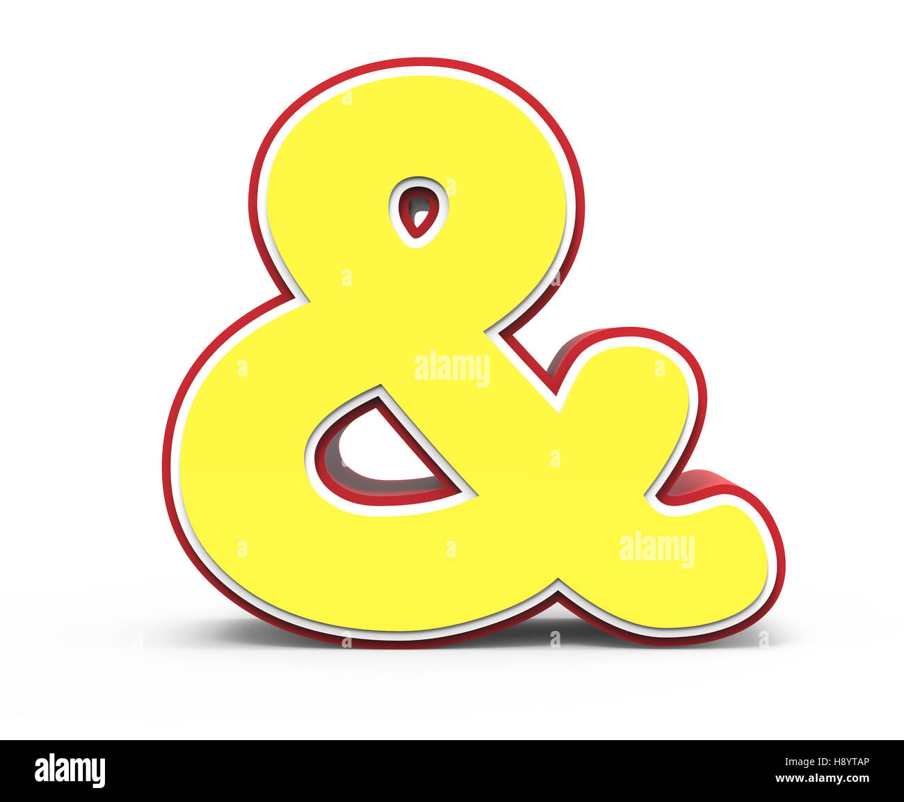yellow ampersand mark, 3D rendering graphic isolated on white ...