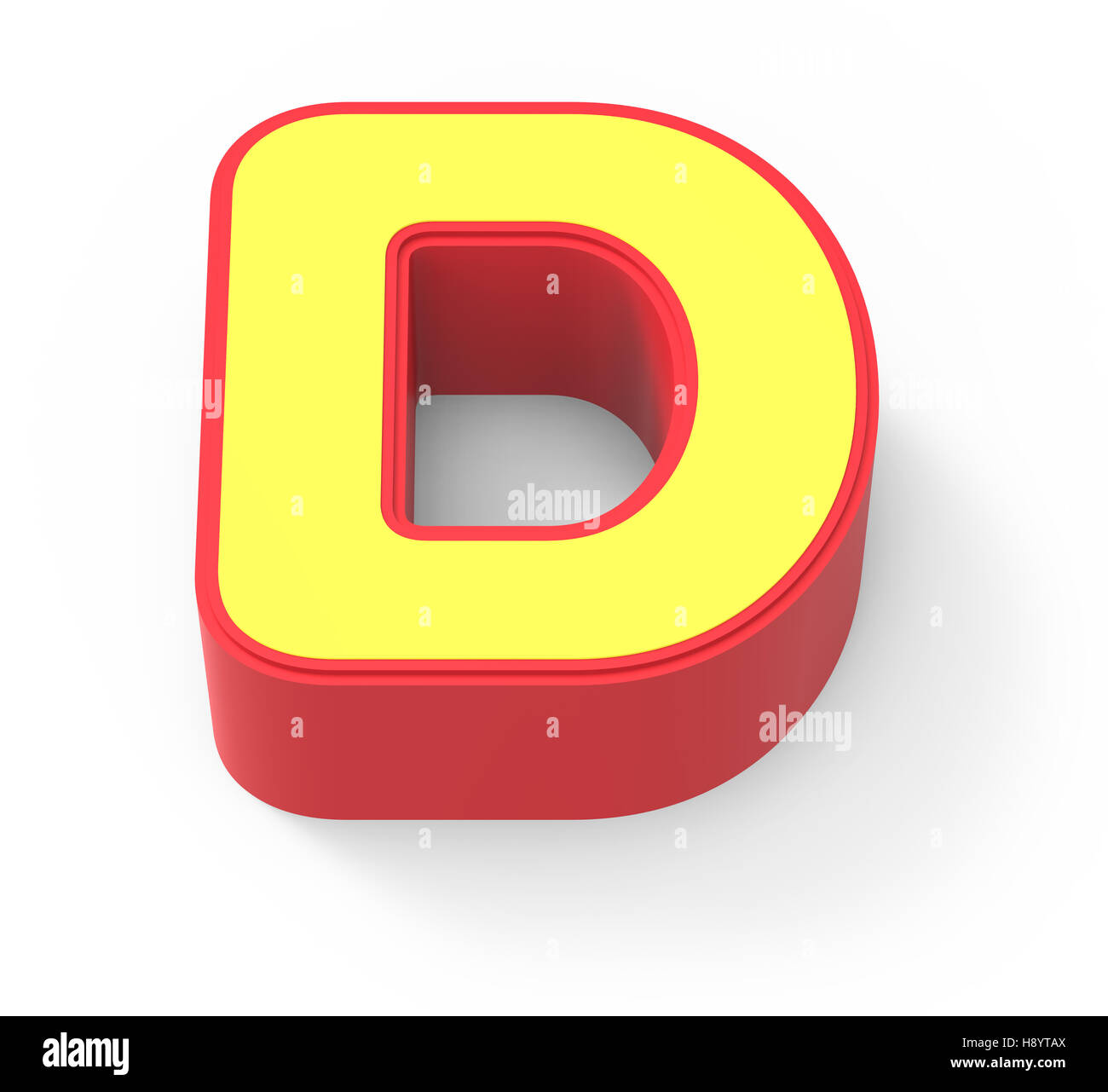red framed yellow letter D, 3D rendering graphic isolated on white ...