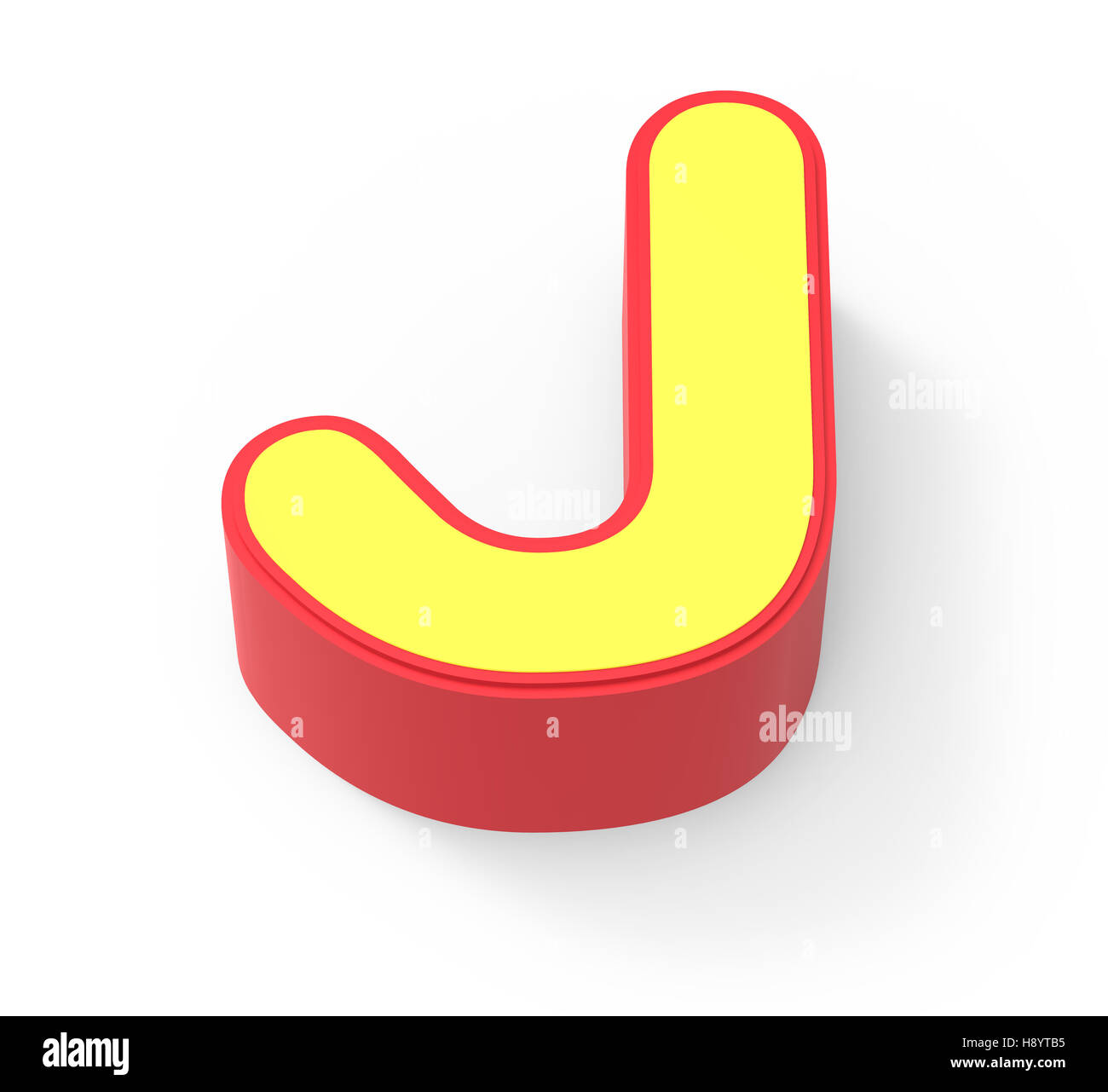 red framed yellow letter J, 3D rendering graphic isolated on white ...