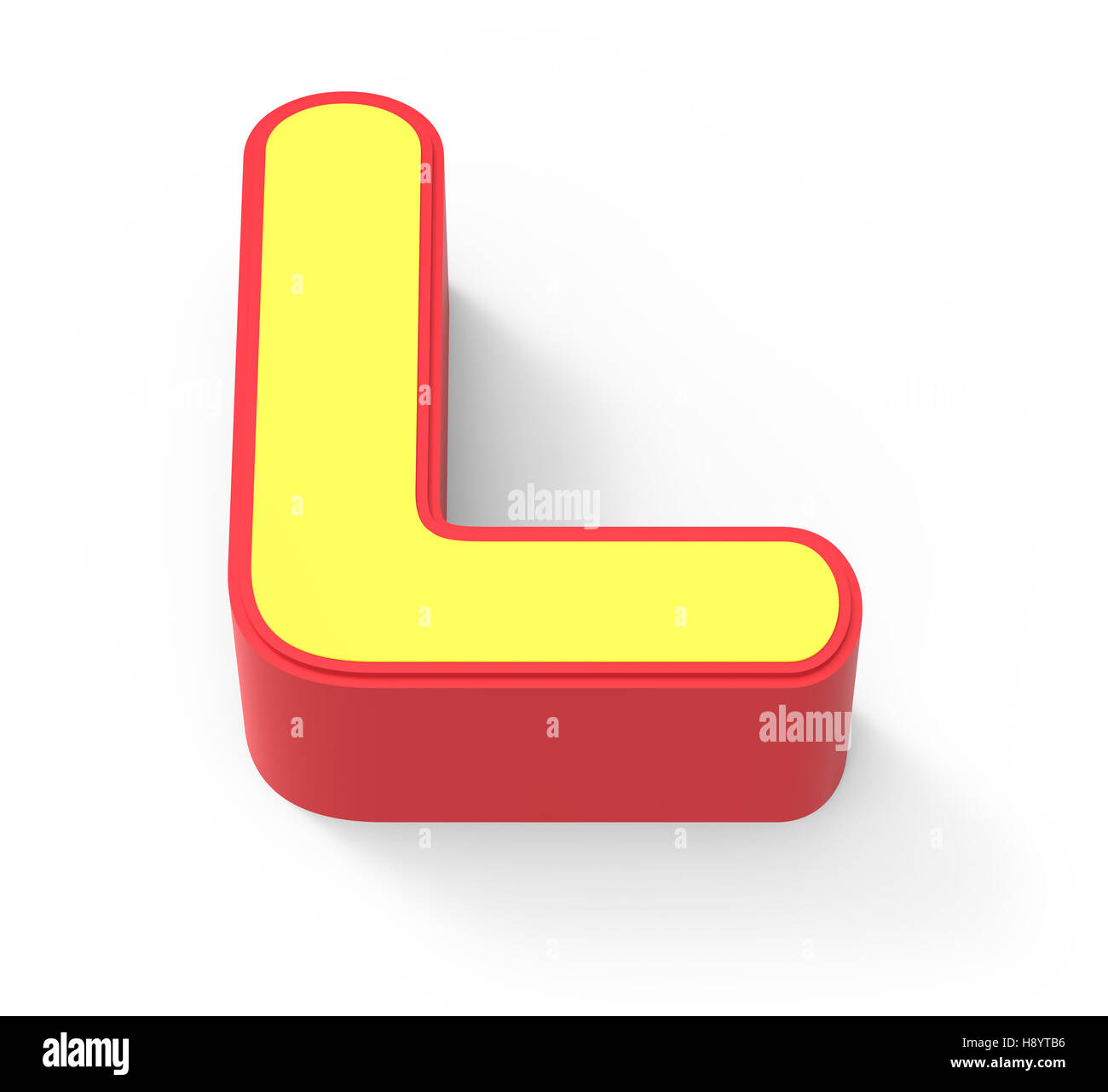 red framed yellow letter L, 3D rendering graphic isolated on white ...