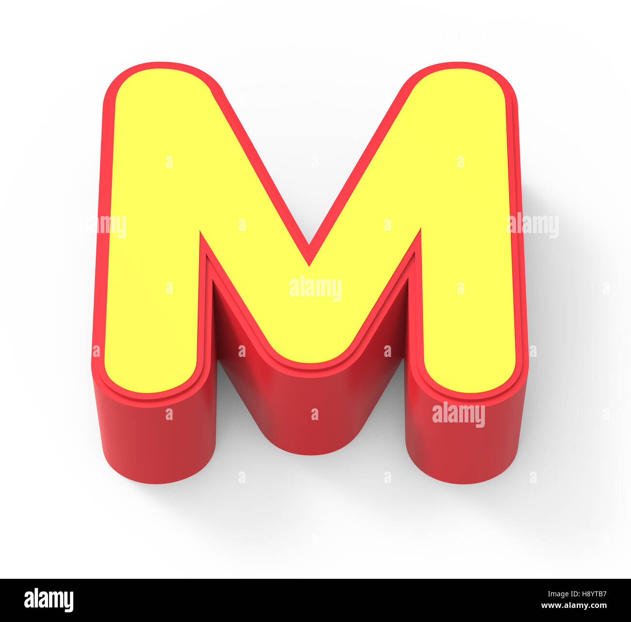 red framed yellow letter M, 3D rendering graphic isolated on white ...